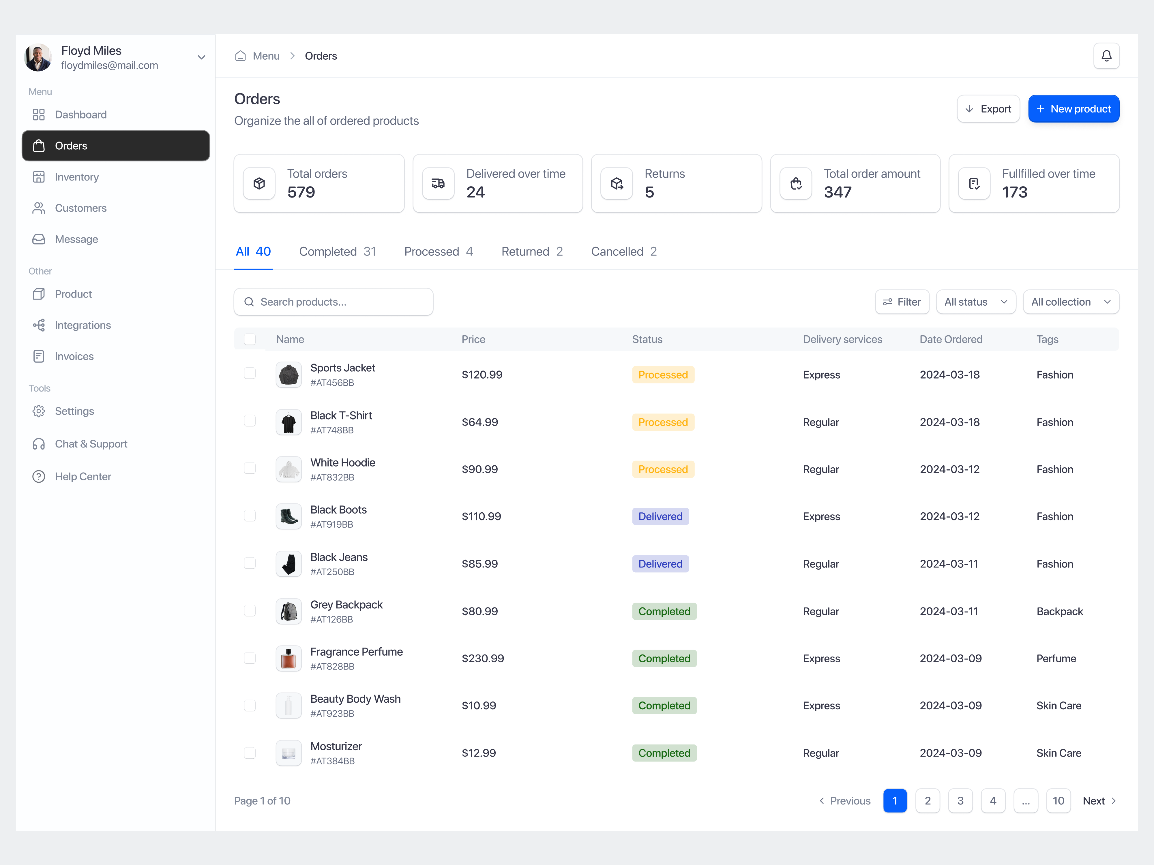 E-Commerce Saas Web App - Orders List by Keitoto on Dribbble