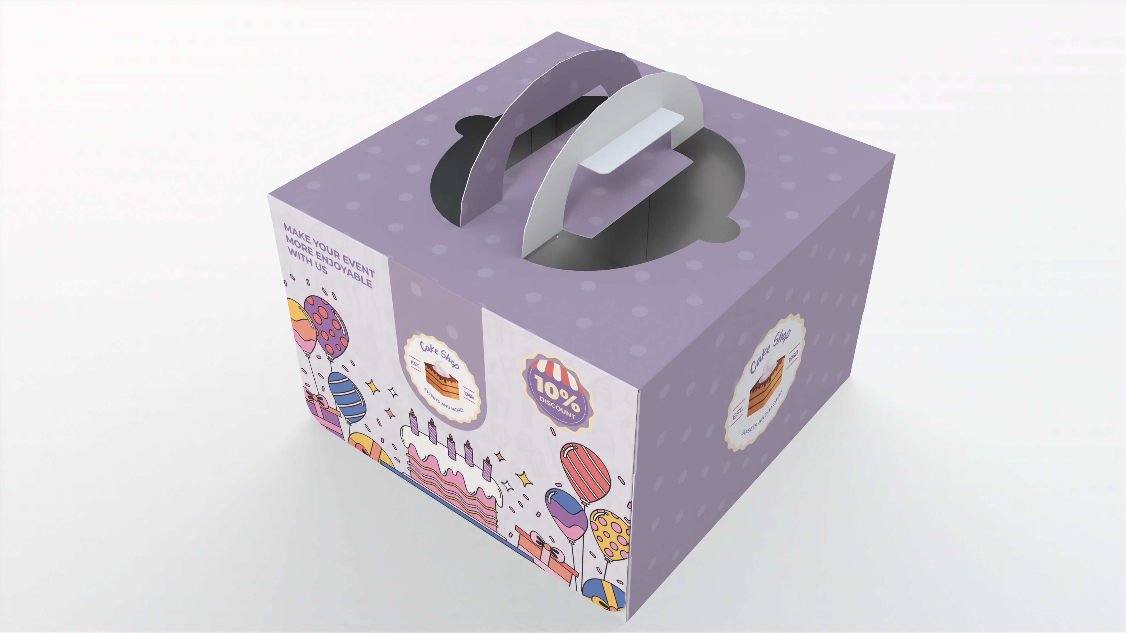 Big Cake Box with Handles Packaging Template by OWPictures on Dribbble