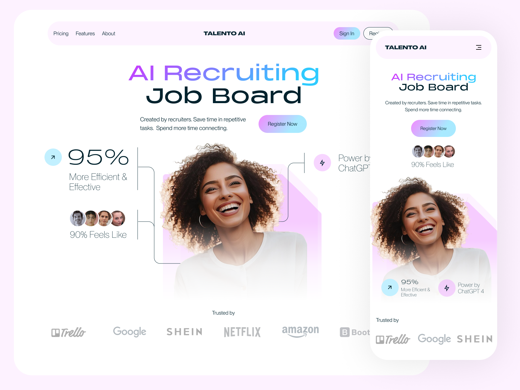 Talento Ai Landing Page by BeDesigns Studio | UI/UX Design on Dribbble
