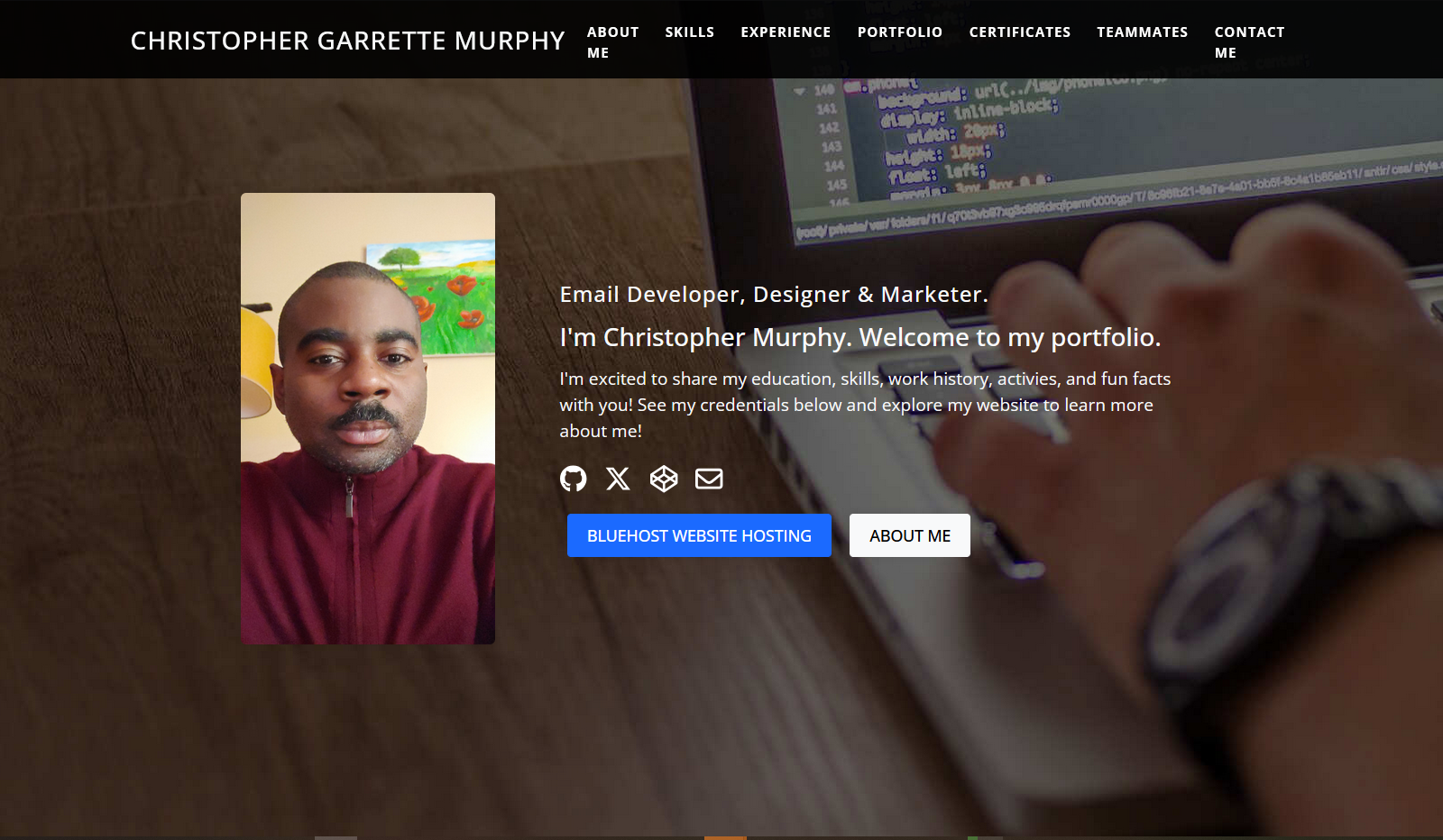 Front page of my Portfolio Responsive Email Dev, Web pages.... by Christopher Murphy on Dribbble