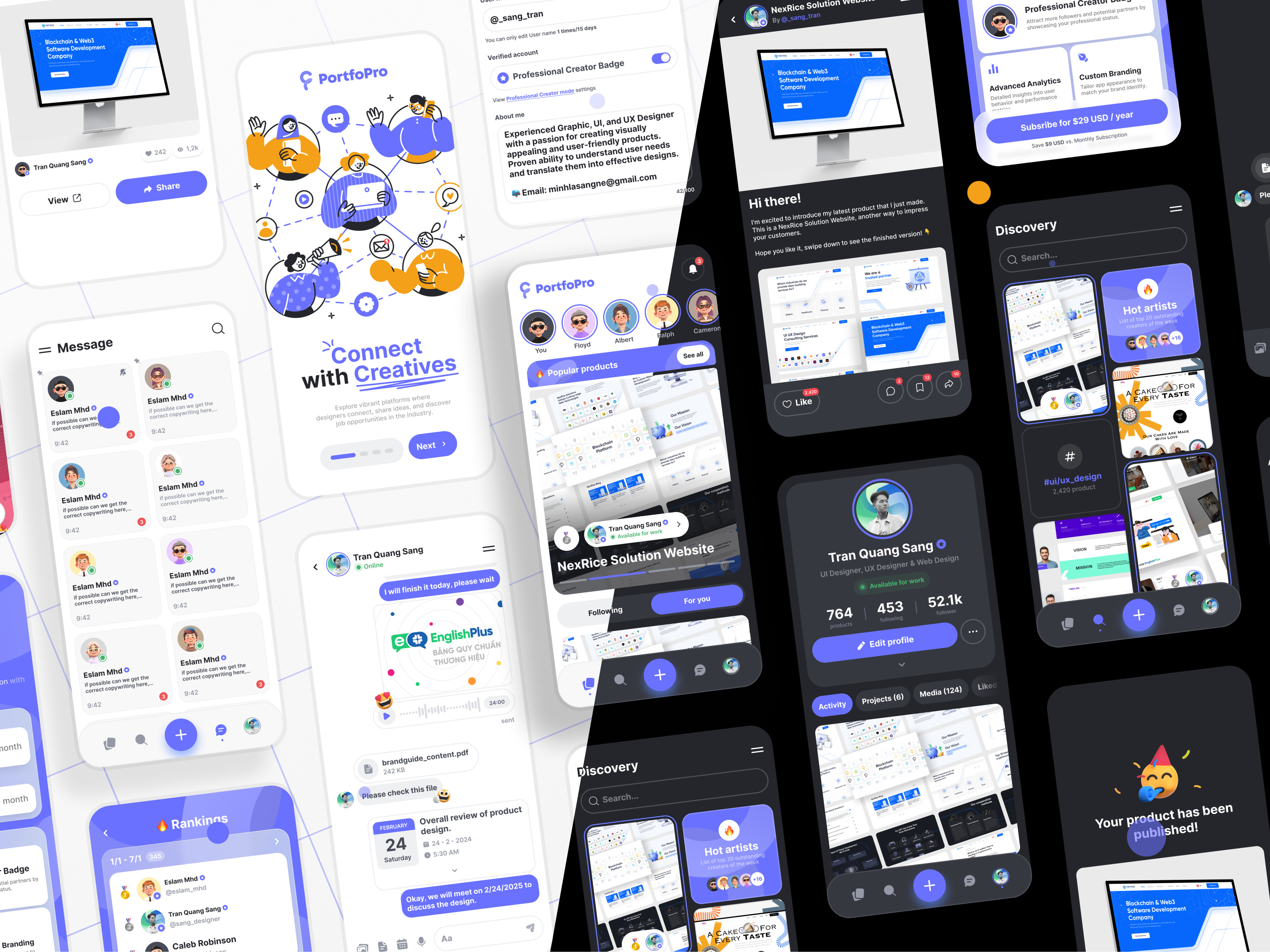 PortfoPro - Designer Social Network UI Kit by Tran Quang Sang on Dribbble