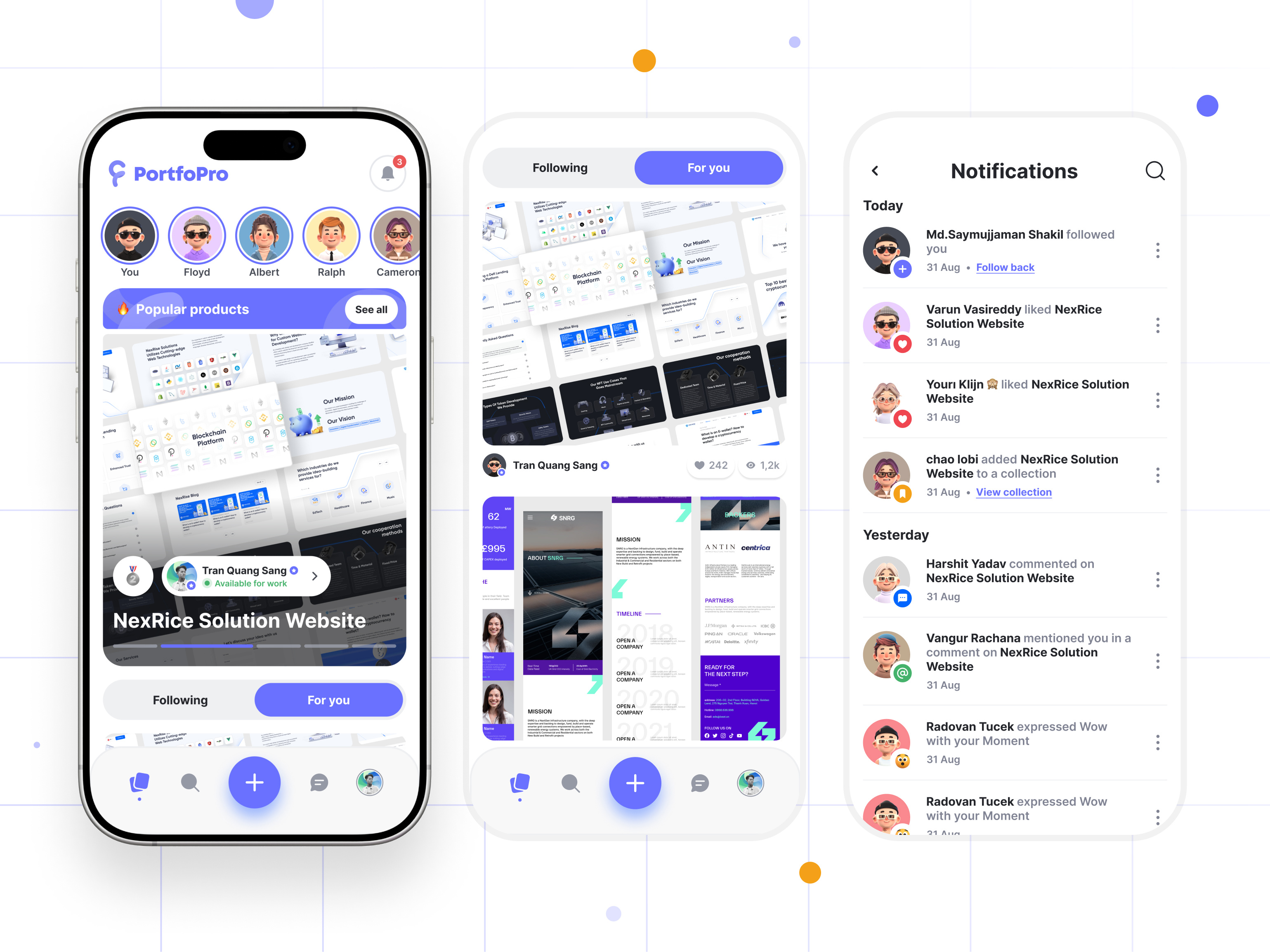 PortfoPro - Designer Social Network UI Kit by Tran Quang Sang on Dribbble
