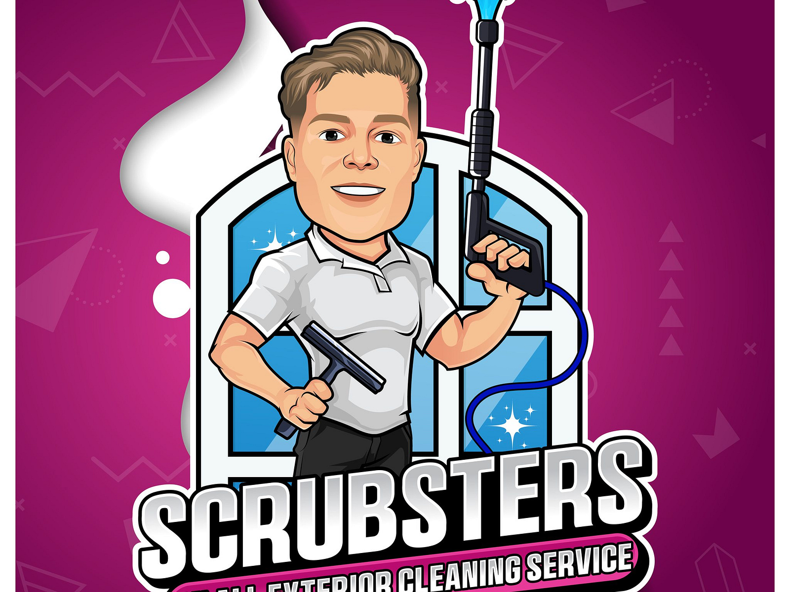 Cartoon Window Cleaning Logo - by Cartoon LogoX on Dribbble