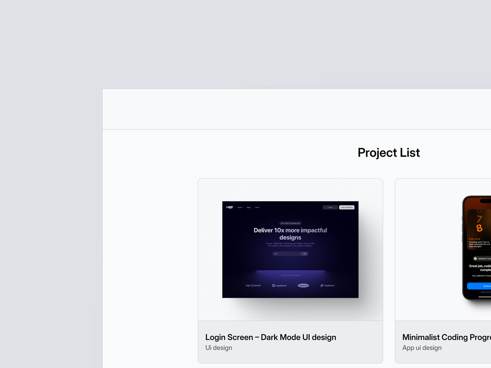 Minimal Project page design. by Yashwanth V. on Dribbble