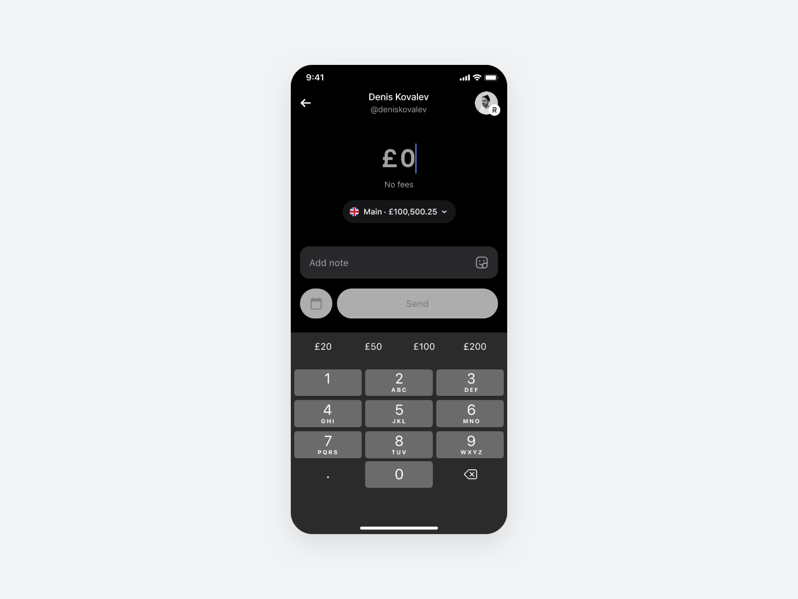 Animated amount input by Denis Kovalev for Revolut on Dribbble