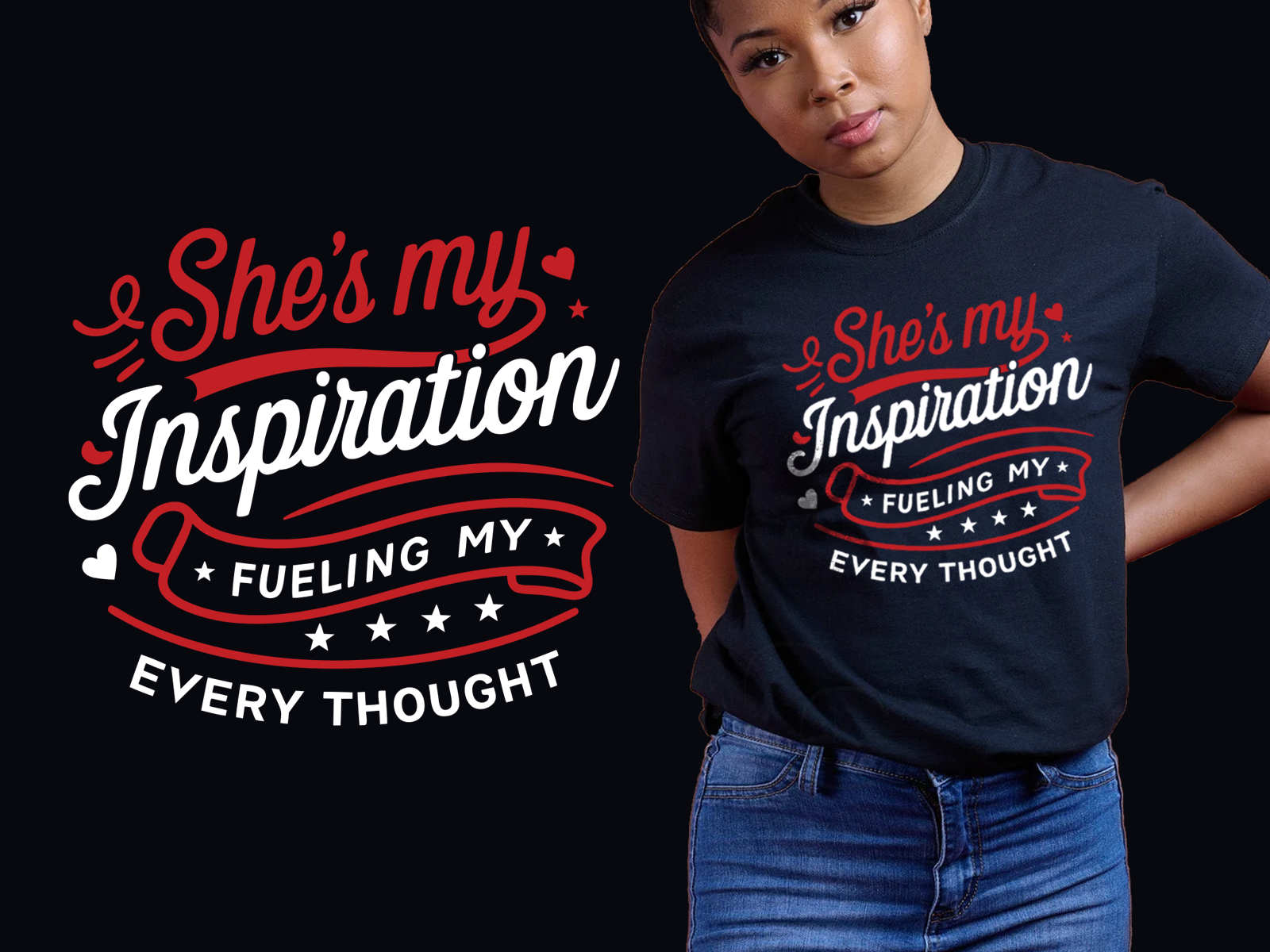 Typography t-shirt design | She's my inspiration | Love shirt by Saidul ...