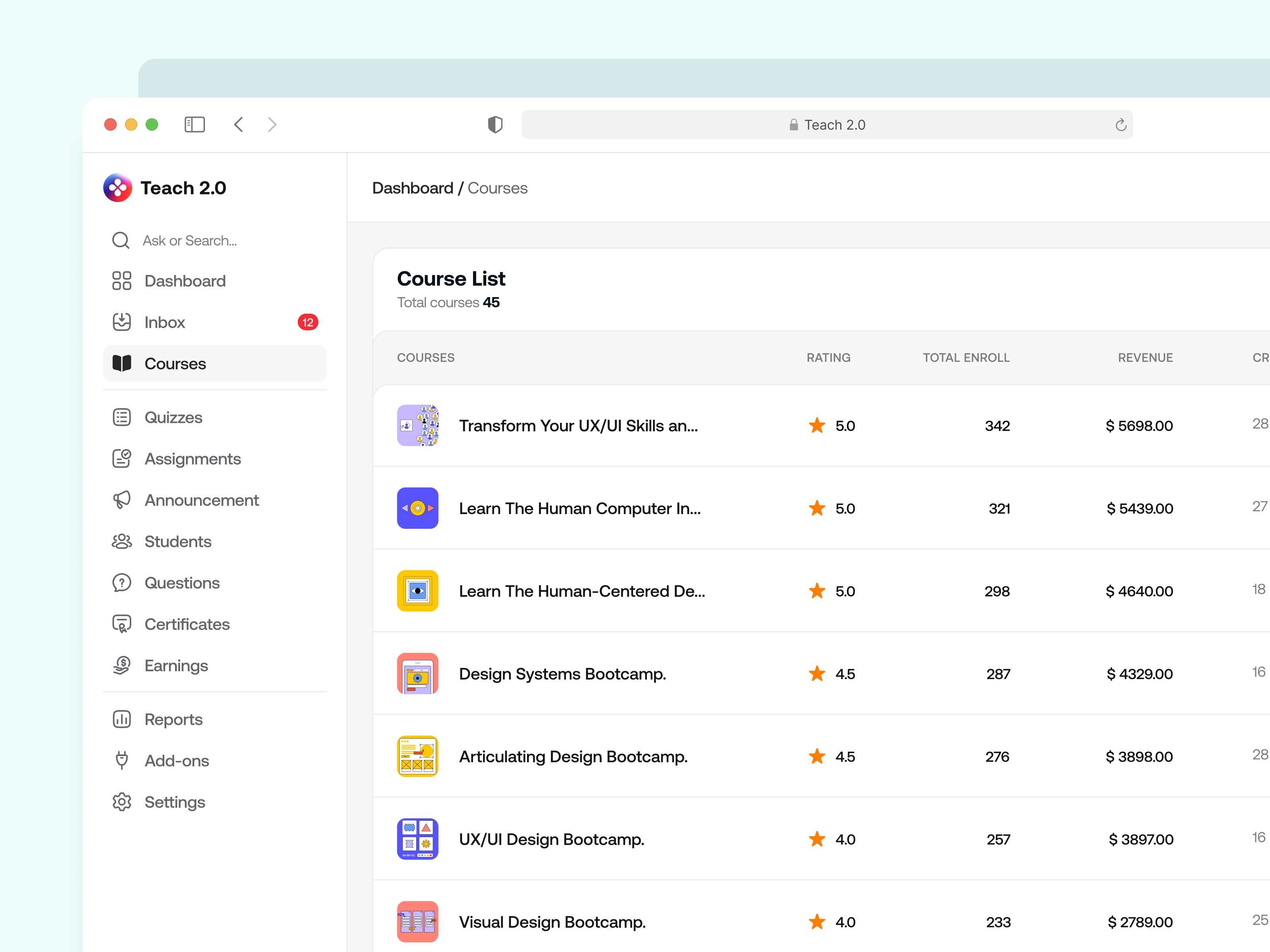 Course List View for LMS by Jamal Hossain Murad on Dribbble