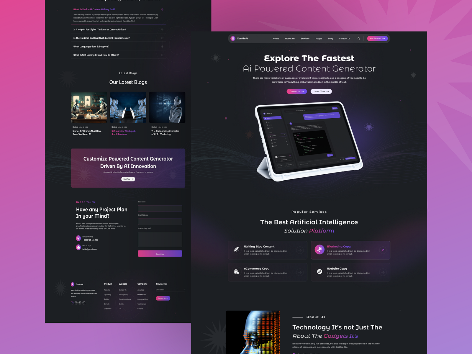 Zenith AI - Ai Powered Content Generator Figma Template by Yeasin ...
