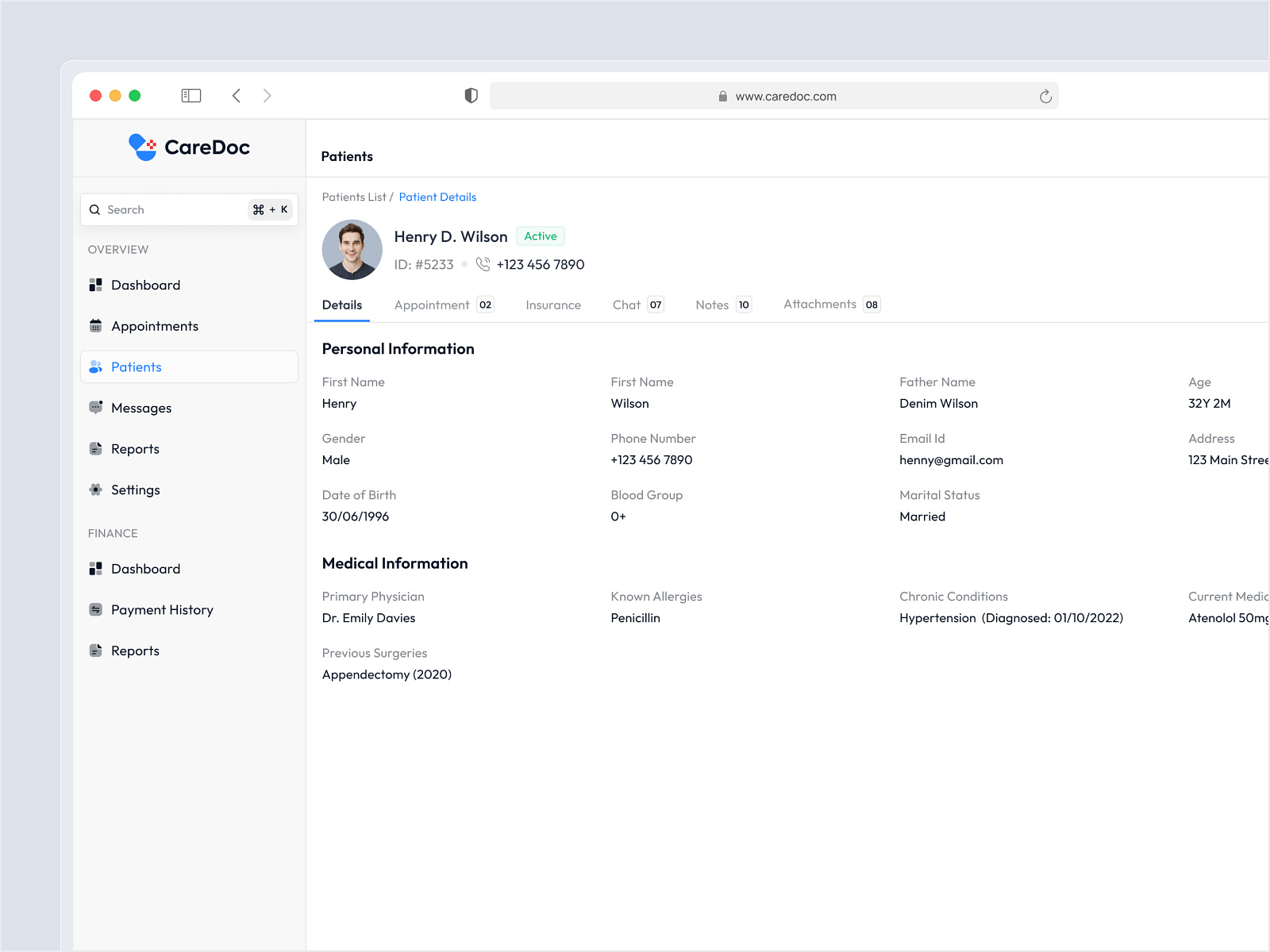 Patient Profile UI Design by Ajendra Sutariya on Dribbble