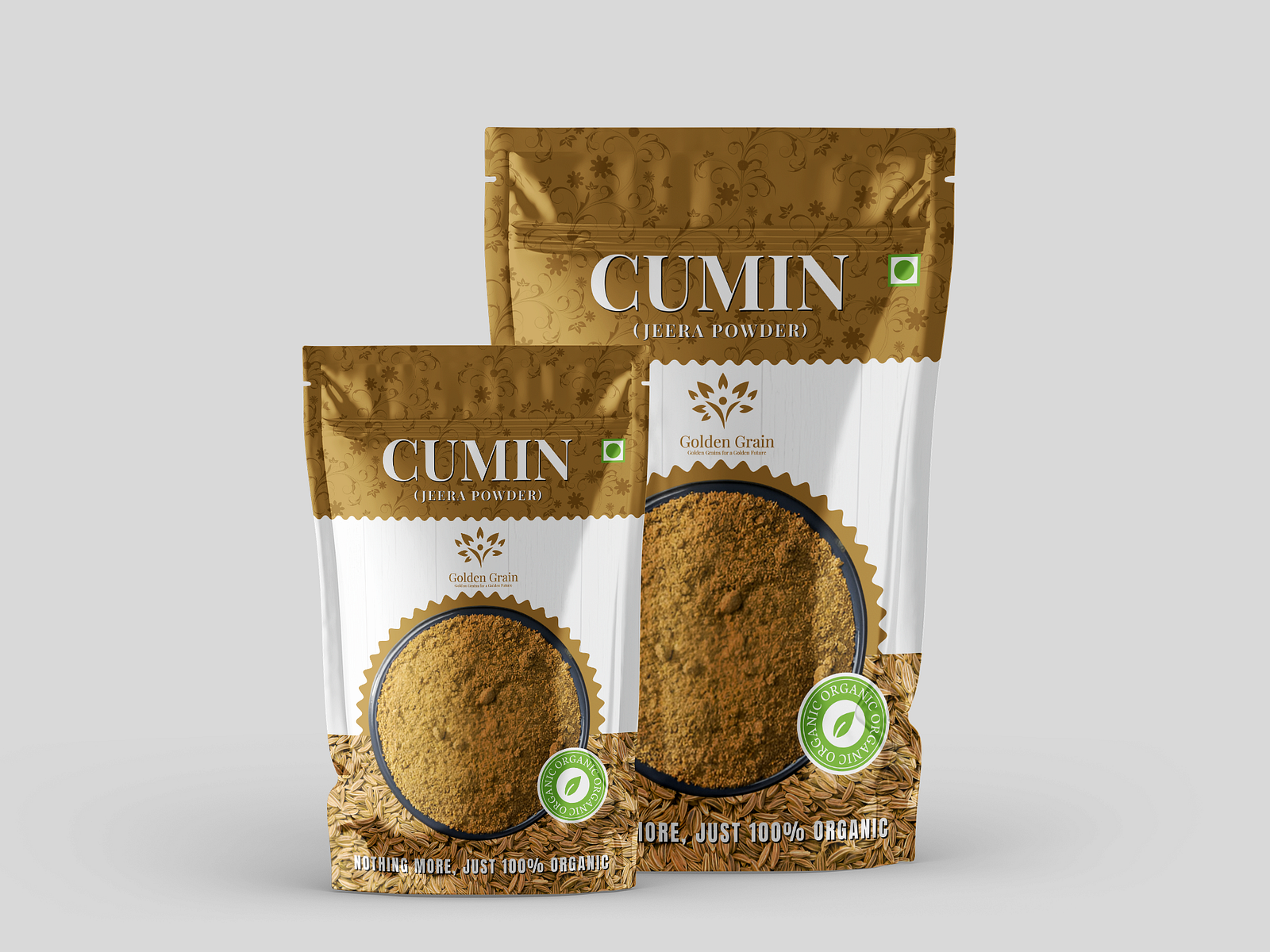 Cumin powder doypack design by Sandip Das on Dribbble