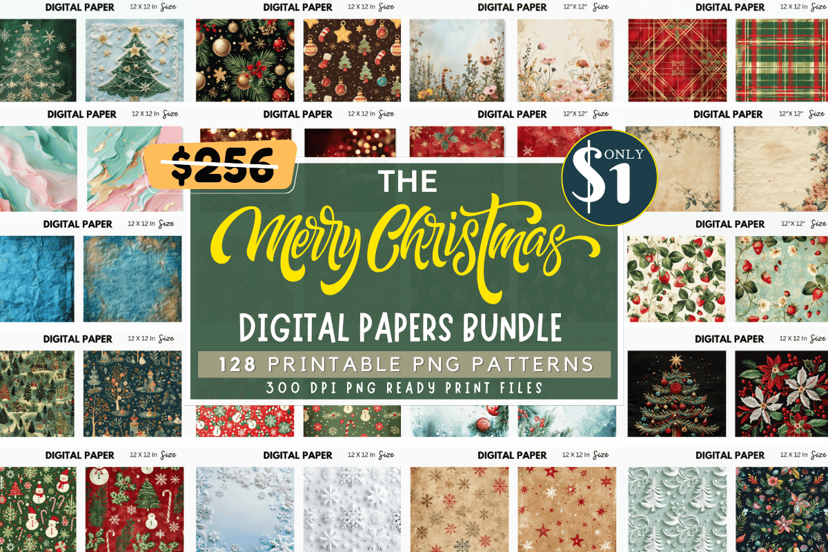 Merry Christmas Digital Paper Bundle by Canden Meutuah on Dribbble