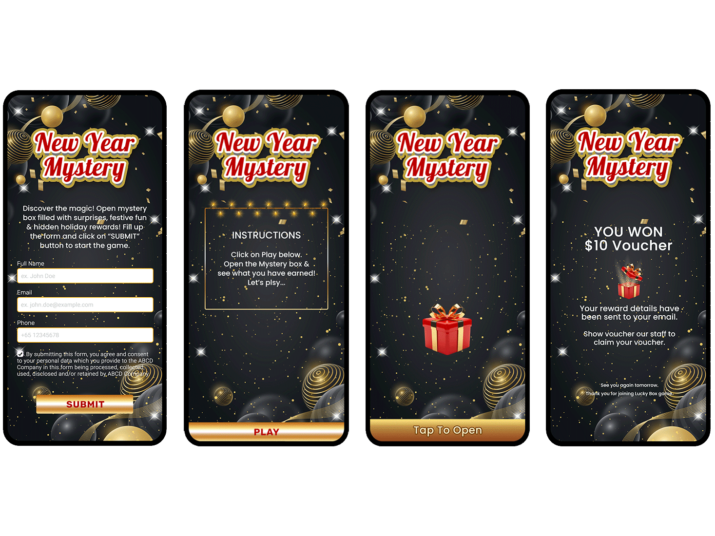 New year mystery game by Vouchermatic on Dribbble