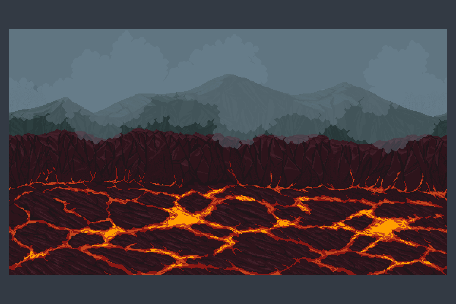 Volcanic Landscape Pixel Game Backgrounds by 2D Game Assets on Dribbble