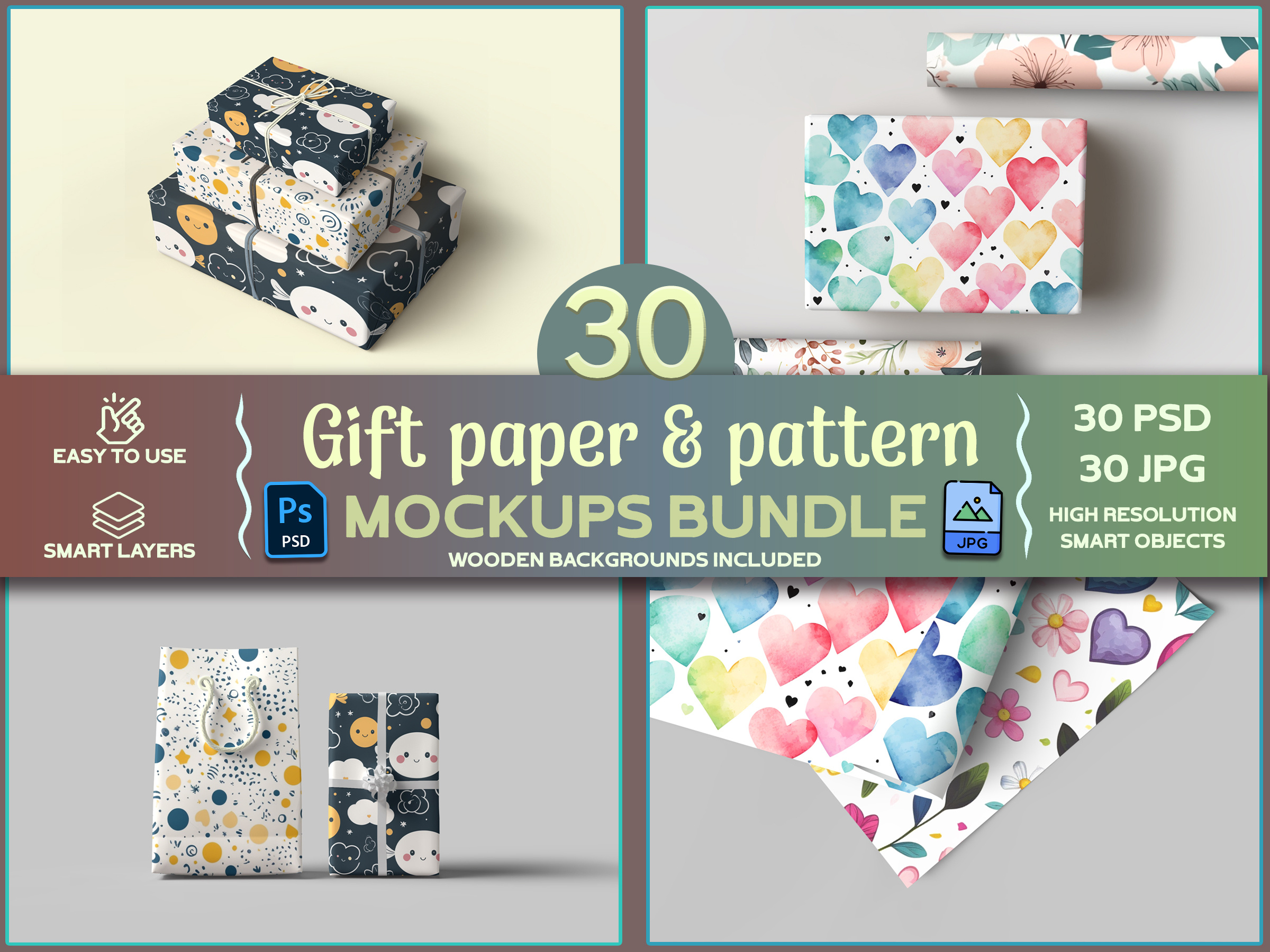 Gift paper and pattern mockup bundle by Rami's Mockups on Dribbble