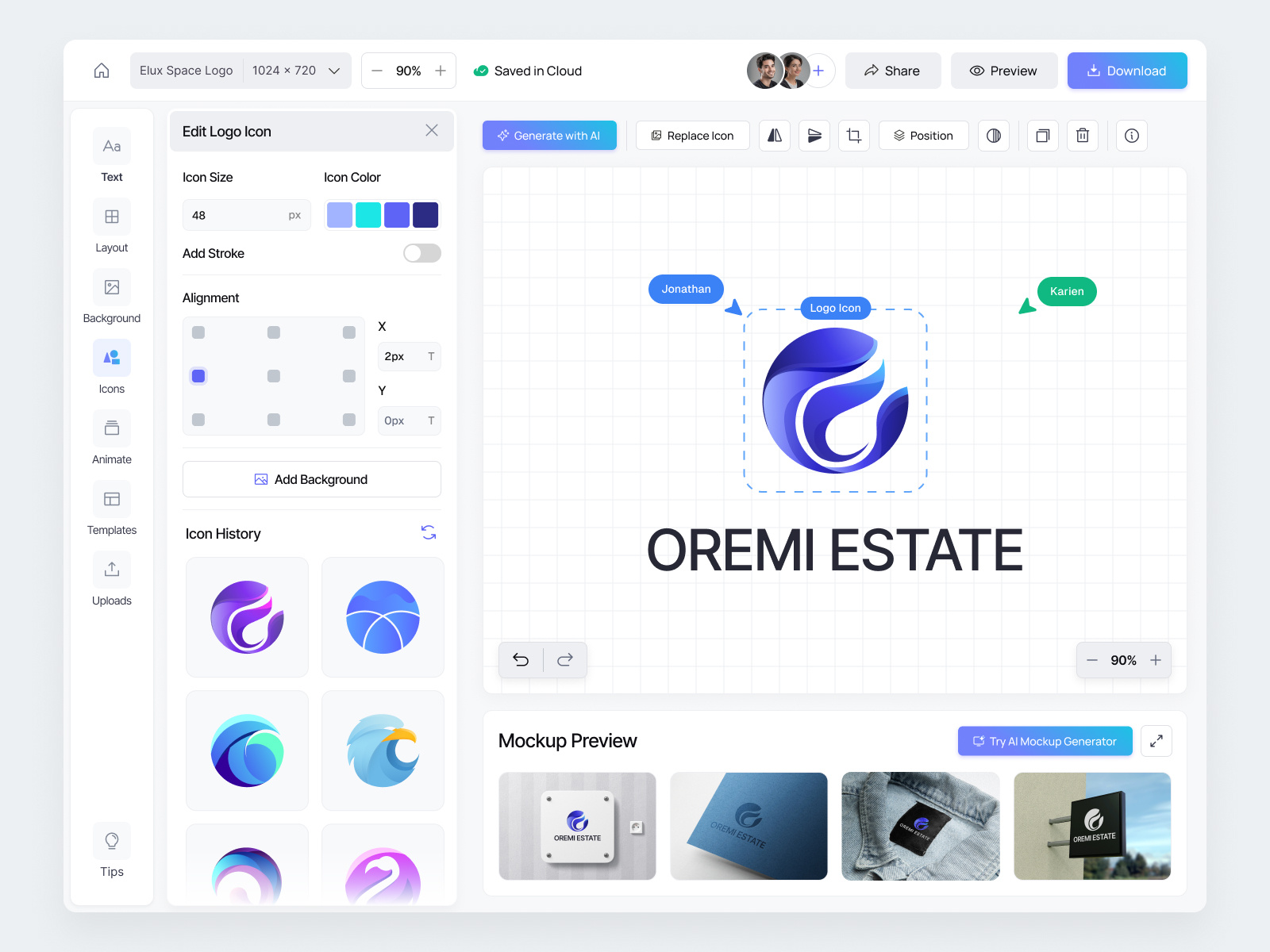 LogoLab - AI Logo Design (Editor Page) by Zaim Maulana for Elux Space ...
