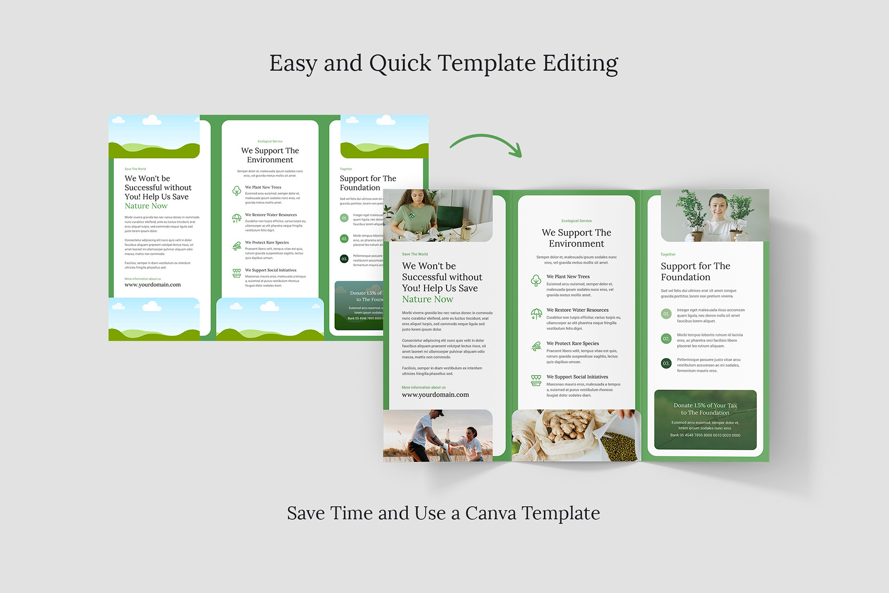 Ecology Brochure Tri-Fold Canva InDesign Photoshop Template by artbart ...