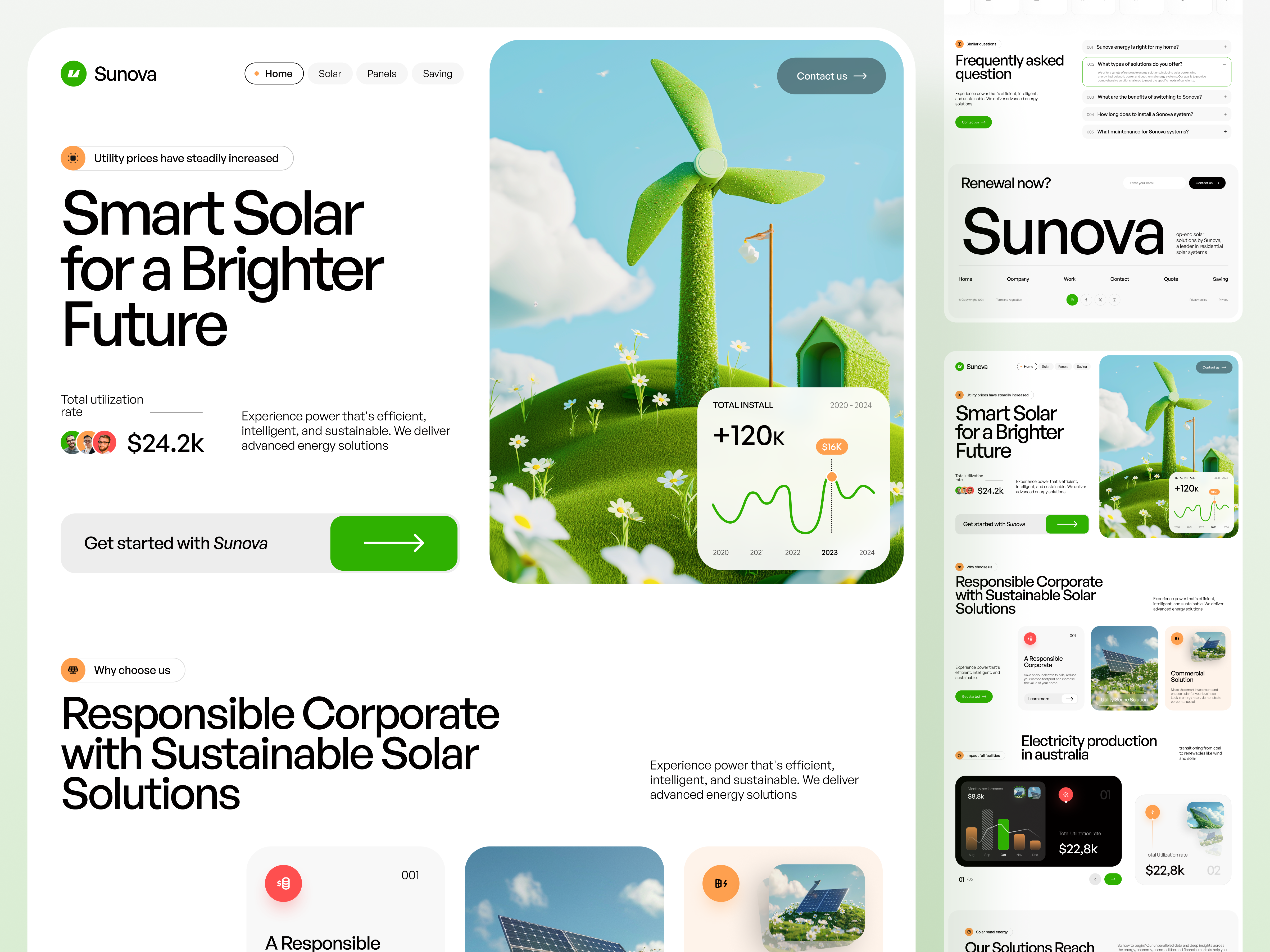 Sunova- Solar Energy Landing Page by Omotive on Dribbble