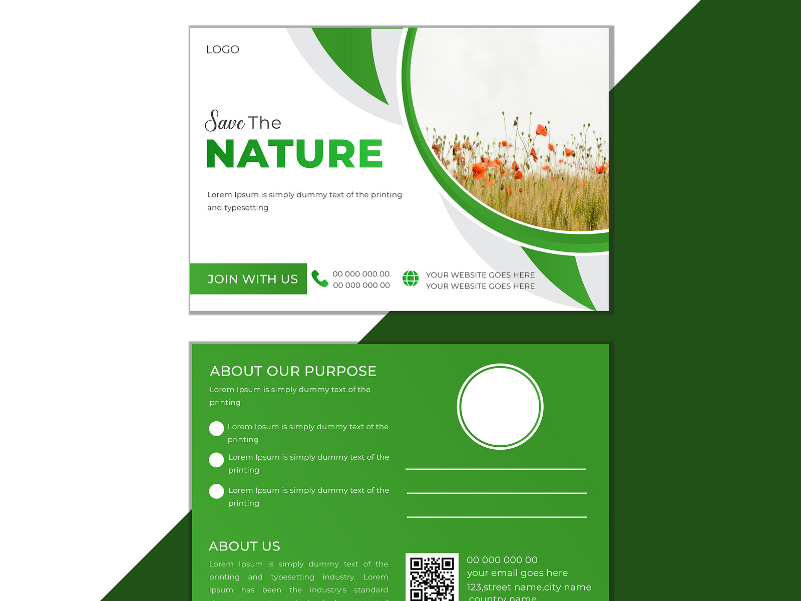 Nature postcard design template by Mahfuz Graphics on Dribbble