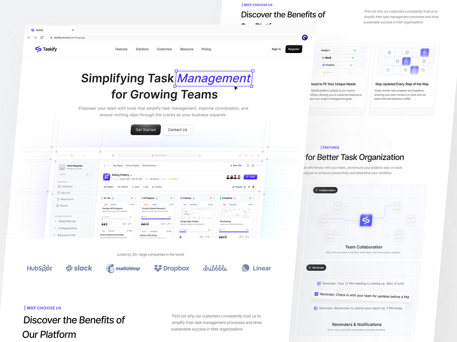 Taskify - Project Management Landingpage by Judha Maygustya 🏄🏻‍♂️ for ...