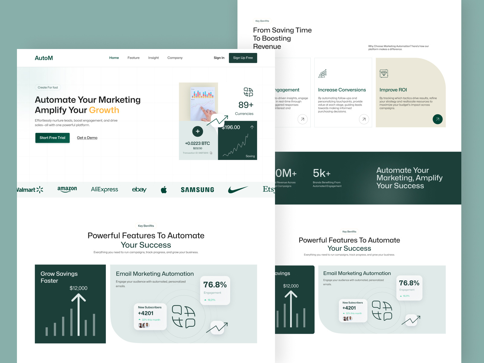 Saas Landing Page, Automation UI design by Umme kulsum on Dribbble