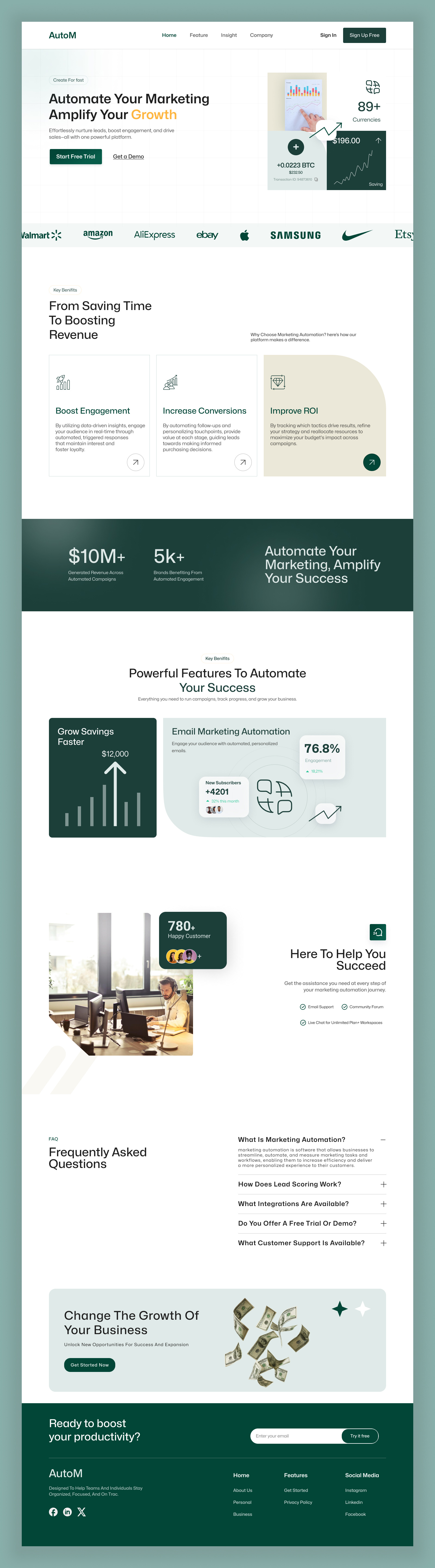 Saas Landing Page, Automation UI design by Umme kulsum on Dribbble