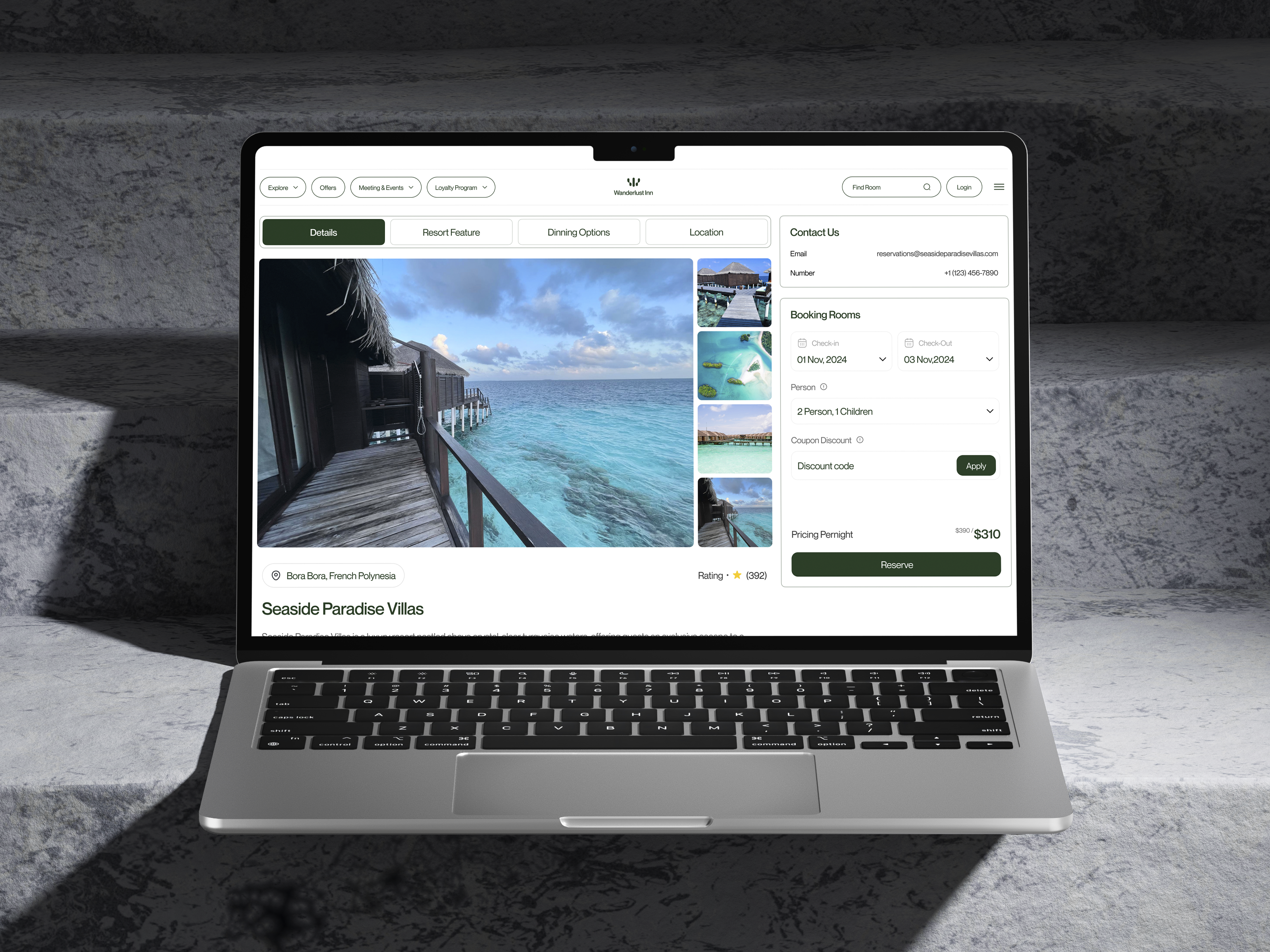 Wanderlust Inn - Destination Details Page by Milo for Korsa on Dribbble