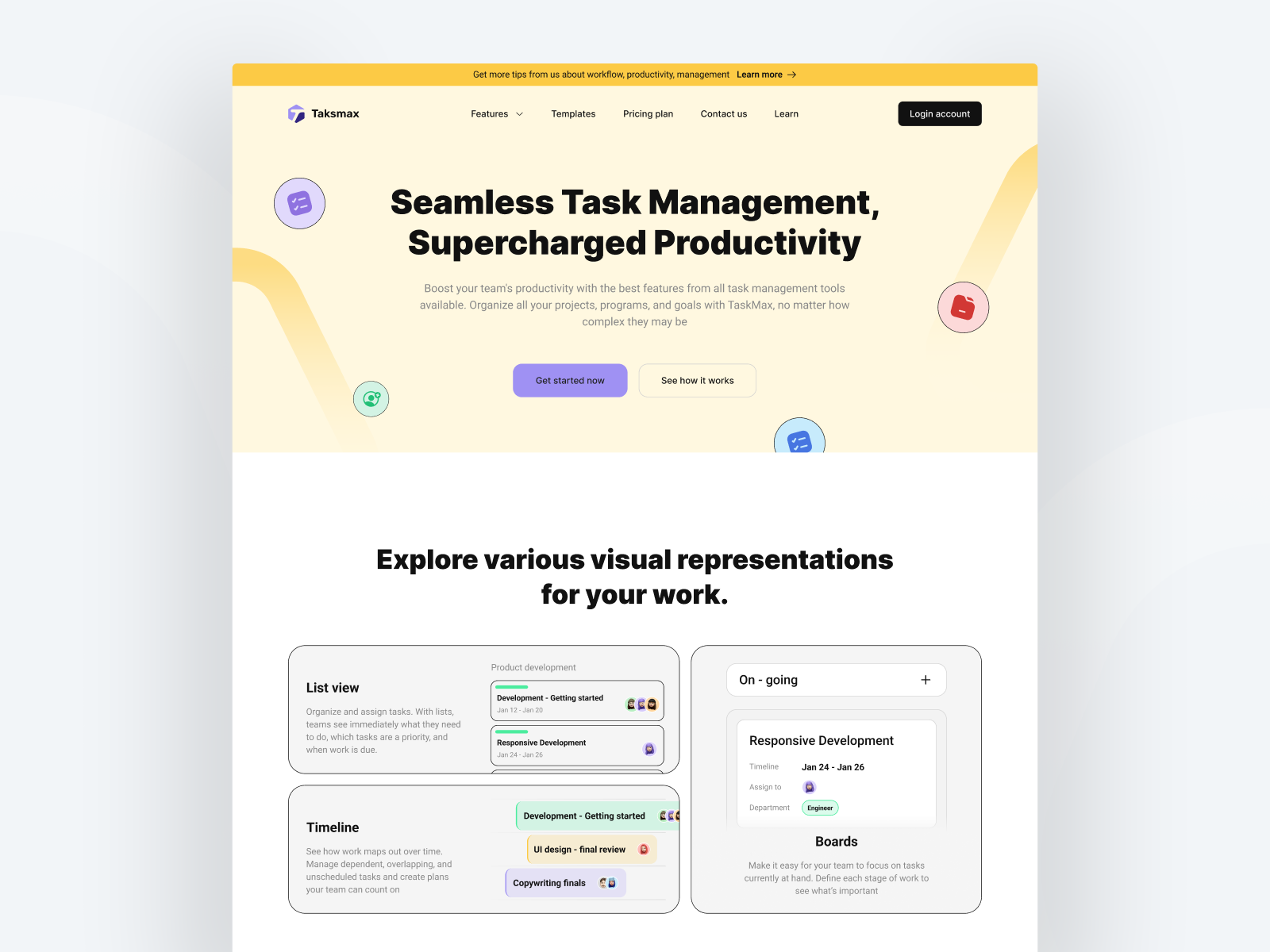 Features - Task Management Marketing SAAS Pages by VKTR Supply for ...