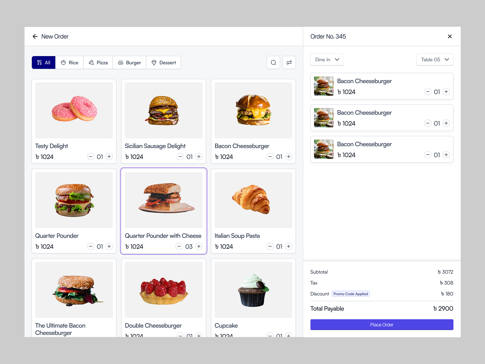Food POS - New Order Screen by Chowdhury Joy on Dribbble