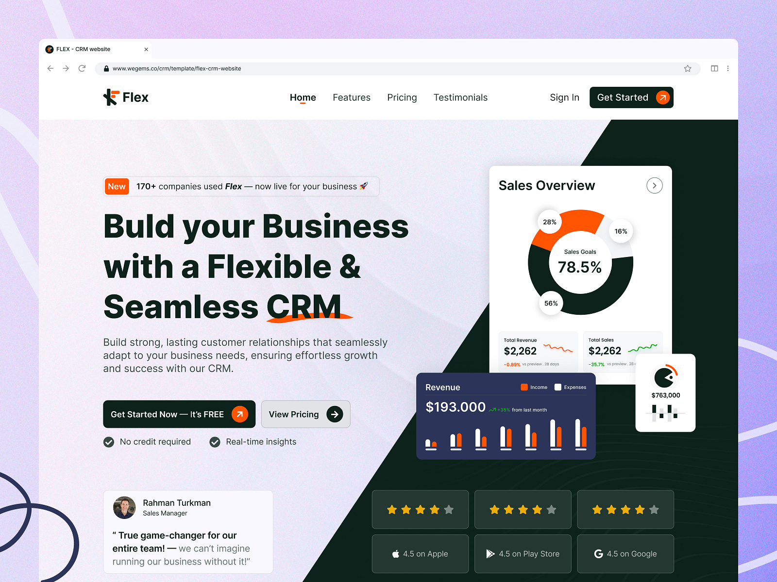 Flex - CRM Web Design (Hero Section) by Md Jahid Hasan on Dribbble