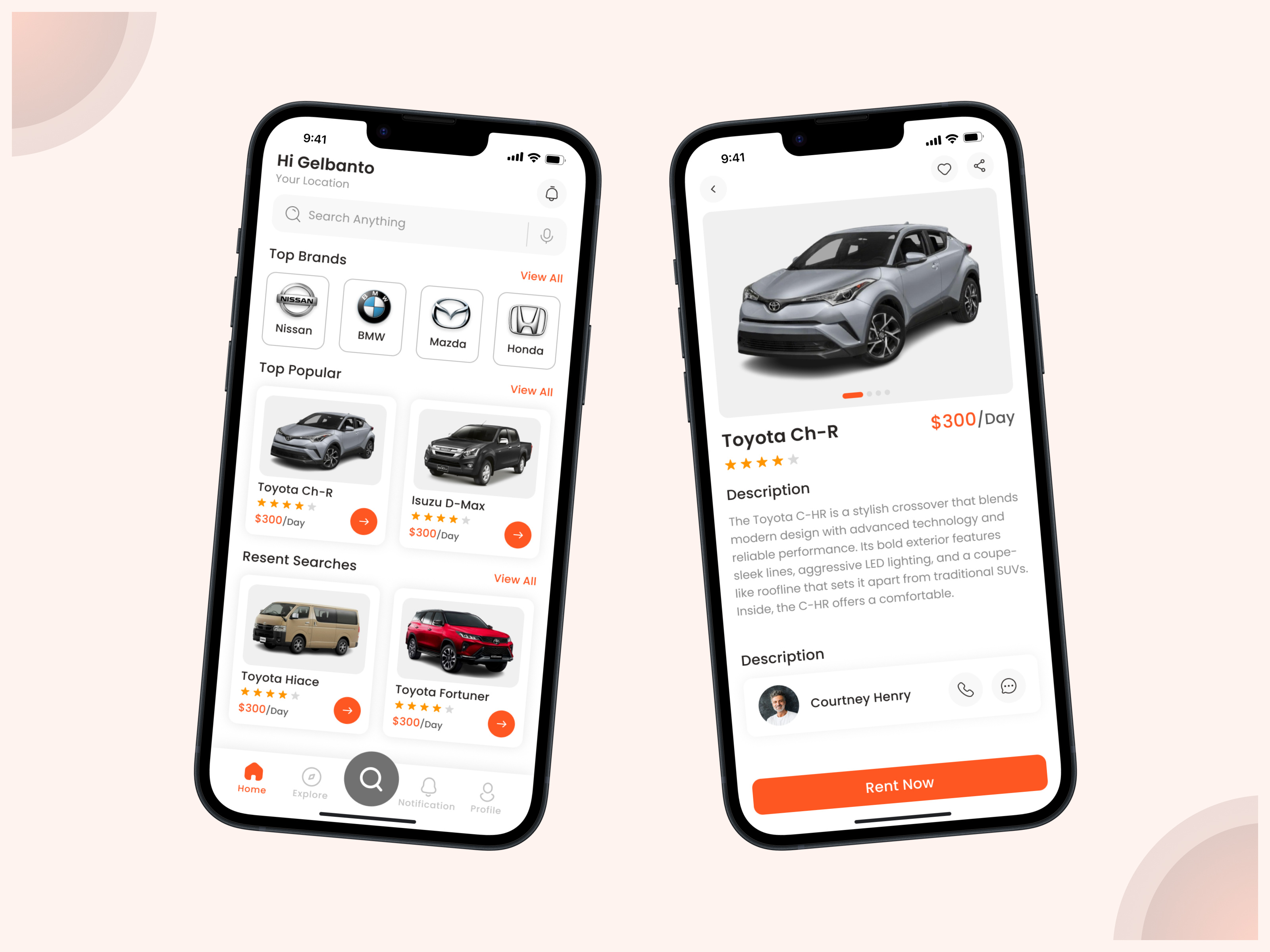 Car rental mobile UI by Muavia Sarfaraz on Dribbble
