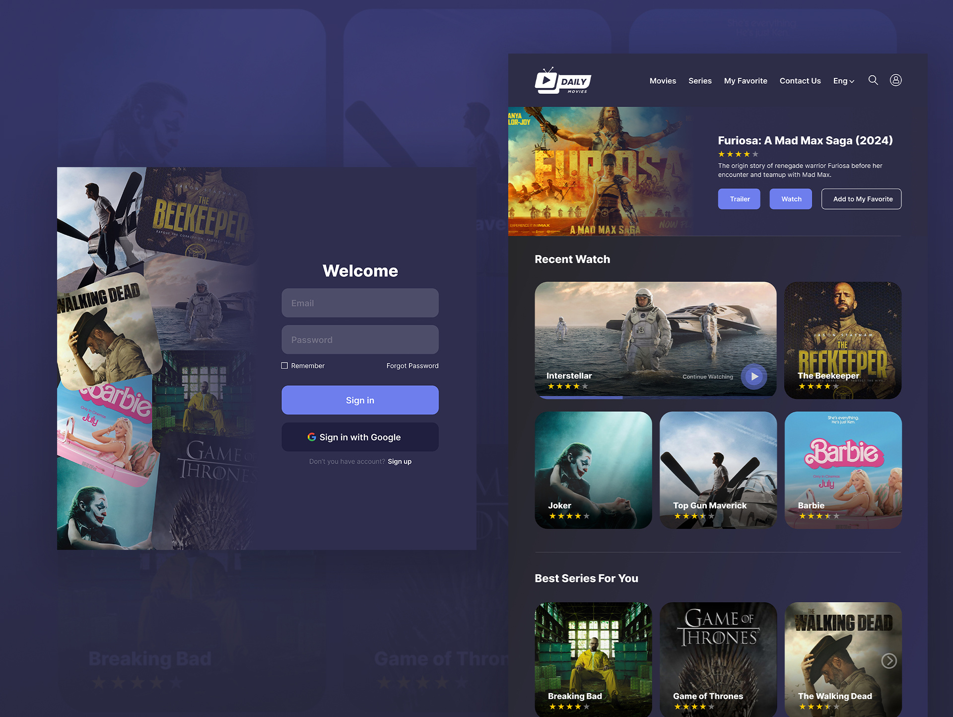 Daily Movies/ Movie website/ UX/UI design by Kiran S V on Dribbble
