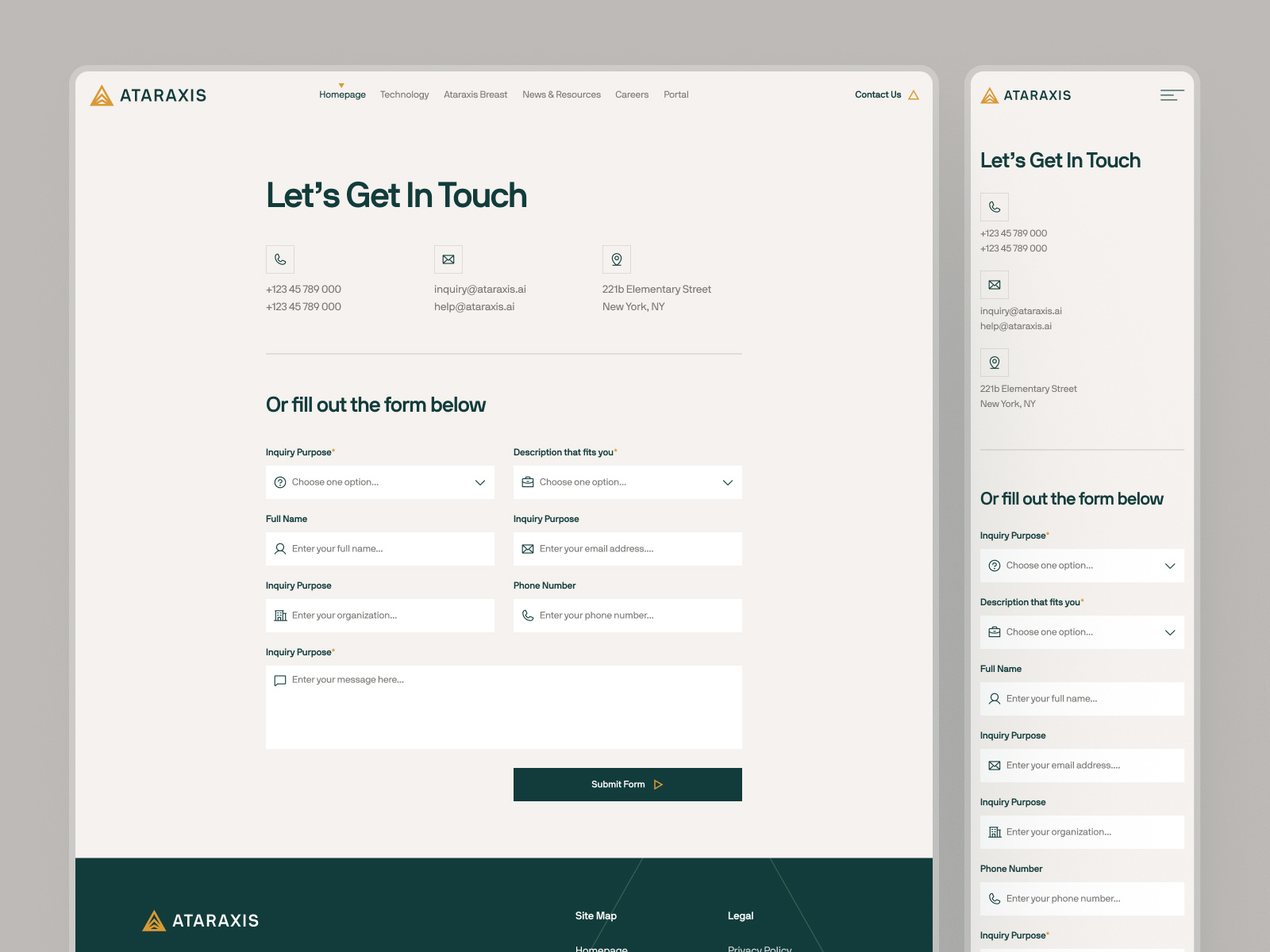 ataraxis.ai - AI Precision Medicine - Contact Page UIUX by Samuel Oktavianus on Dribbble