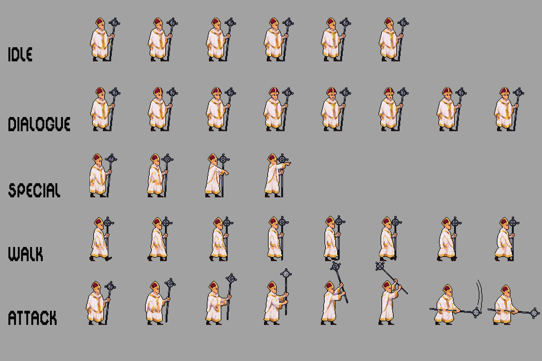 Priest Pixel Art Character Sprite Sheets Pack by 2D Game Assets on Dribbble