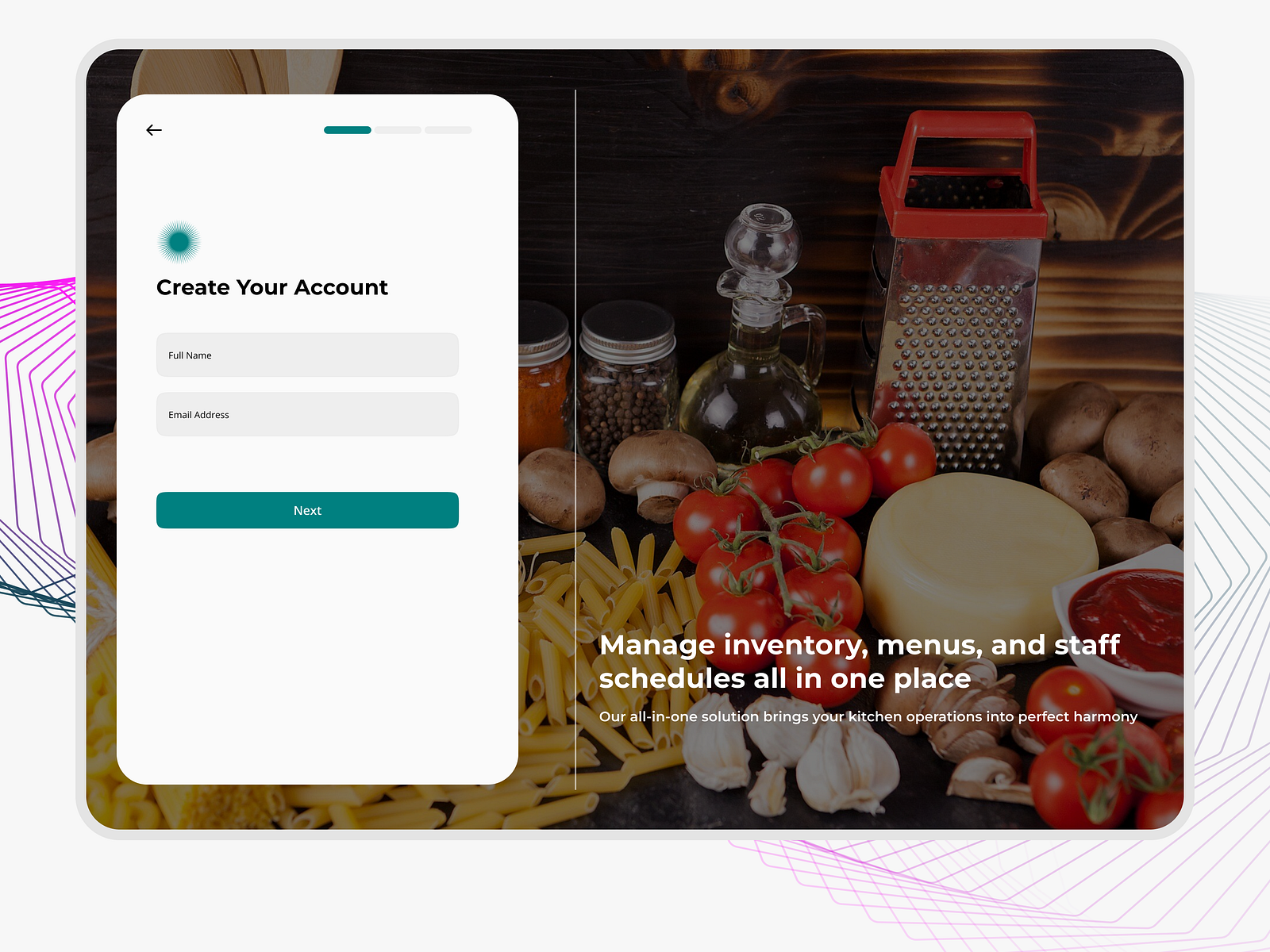 Kitchen Management System Sign up by Sam Akinlolu on Dribbble