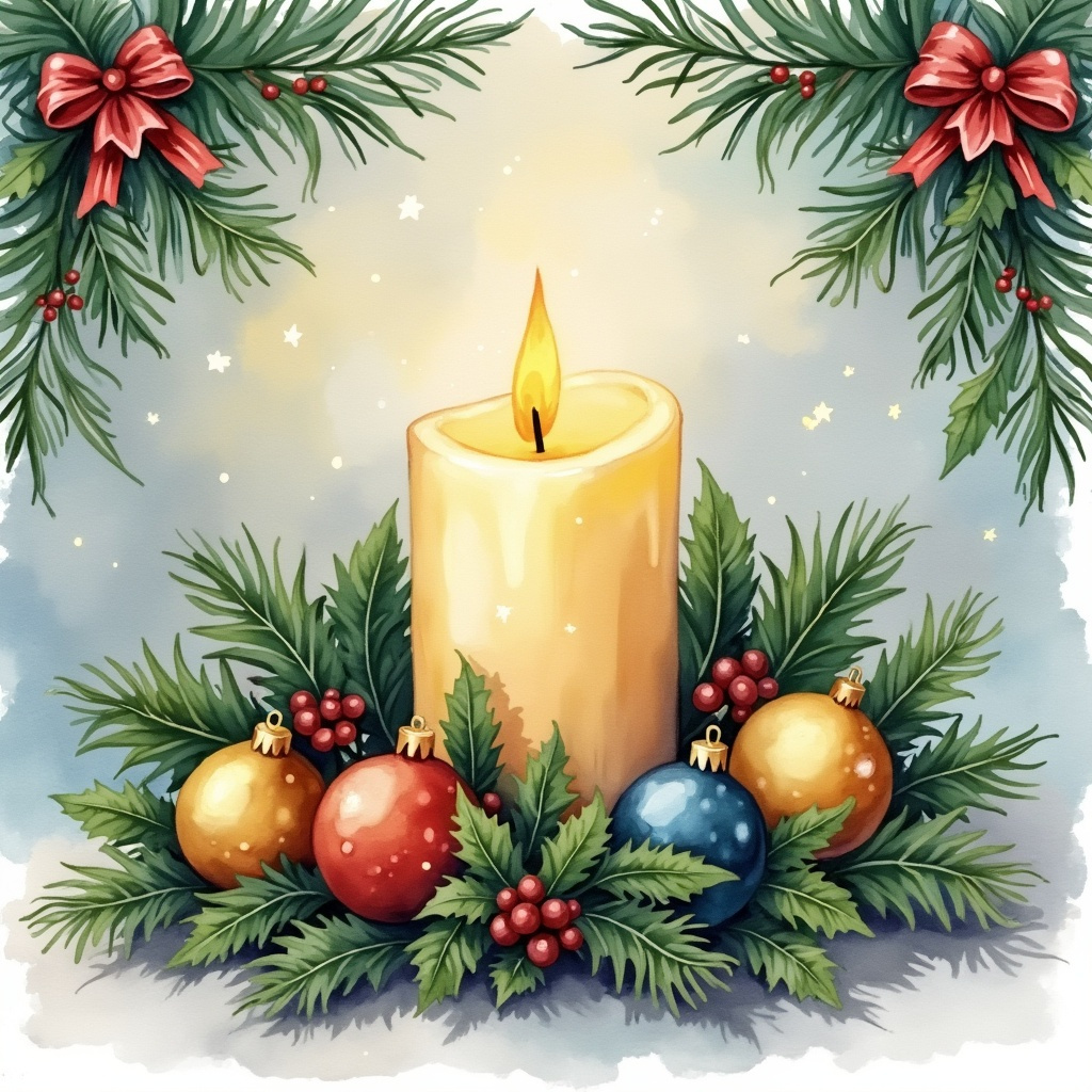 Watercolor Christmas Candles Bundle by Nicholas Shuvo on Dribbble