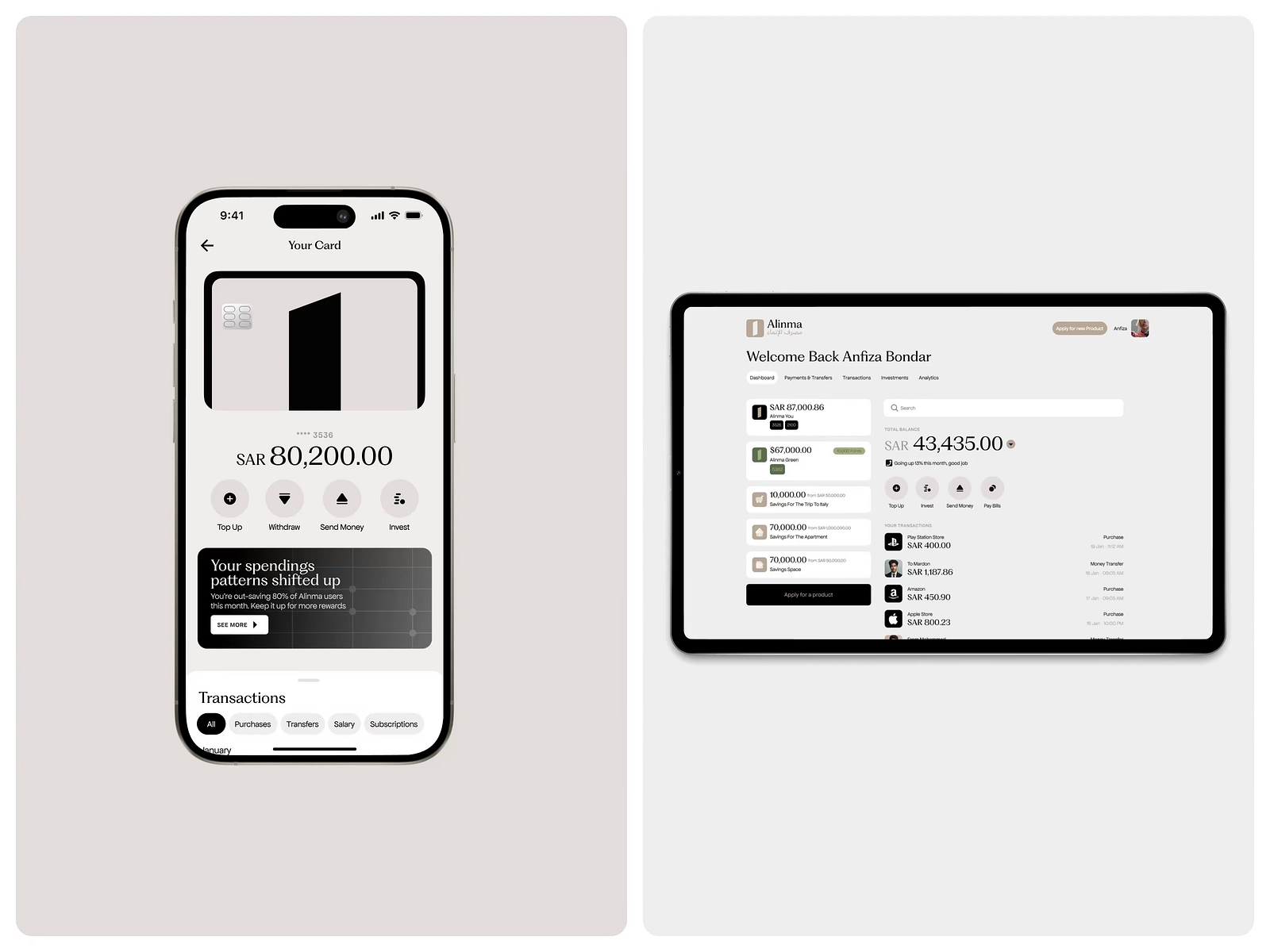 Alinma Bank — App Design & UX/UI. Cards Screen and Dashboard by Ivan ...