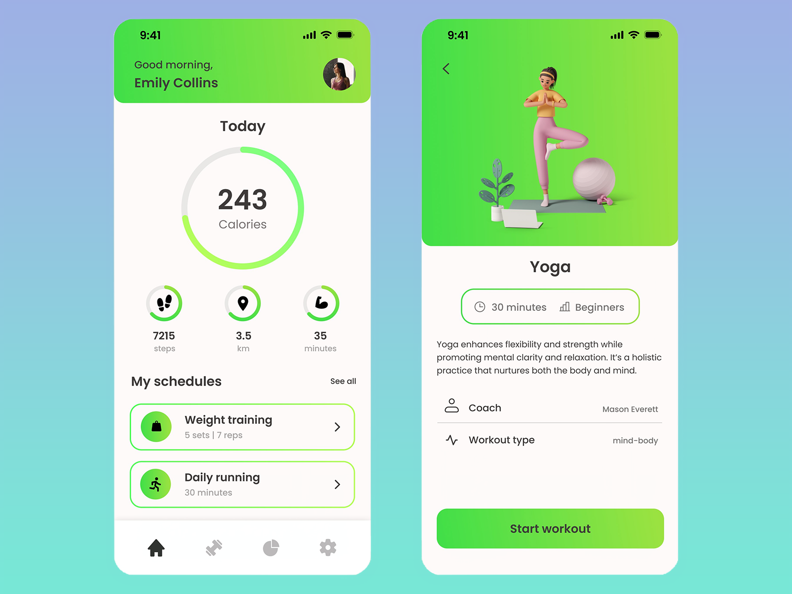 Fitness Mobile App Design by Josh D on Dribbble