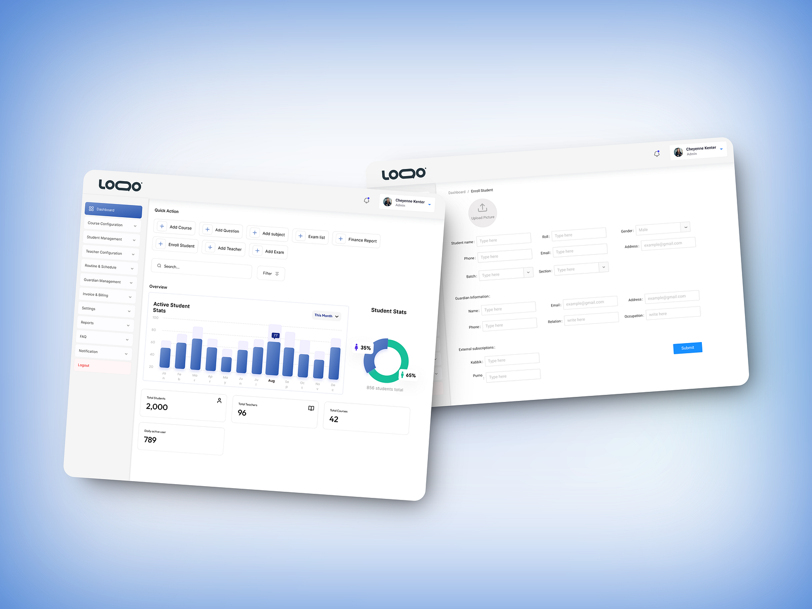 CMS - Course Management System UI Dashboard by Mosud R S on Dribbble