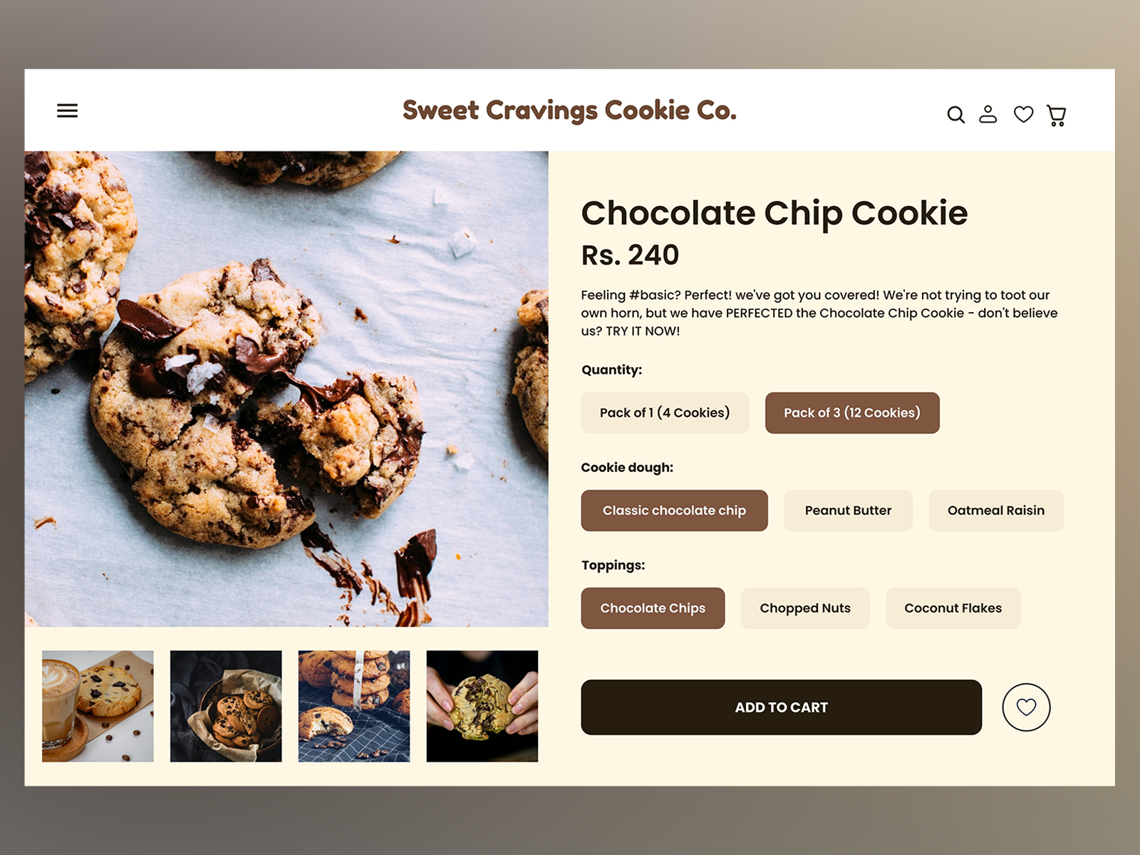 App design: Cookie Product Page Design for Sweet Cravings Cookie by ...