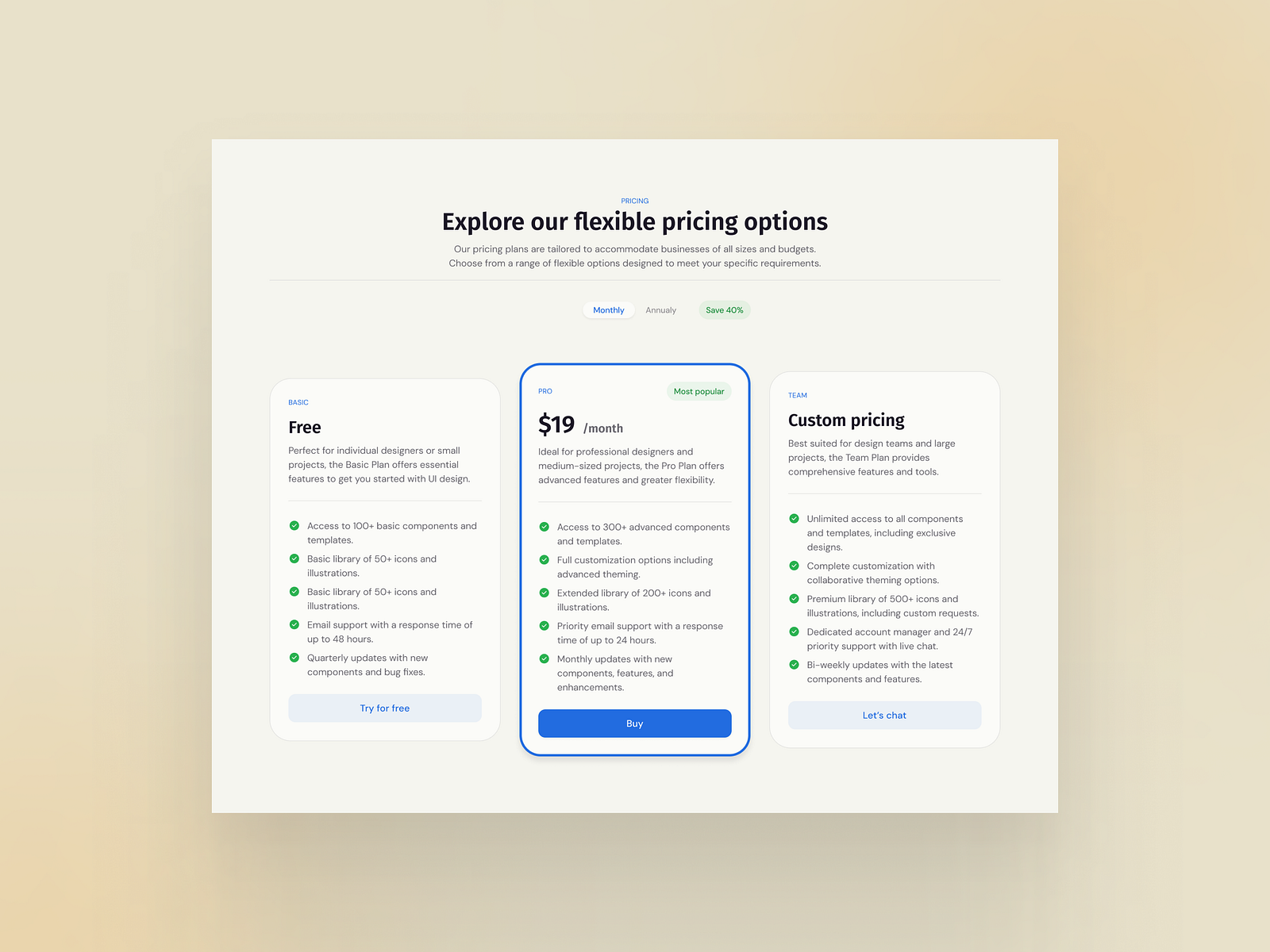 Pricing section | Building Blocks UI Kit by Karol on Dribbble