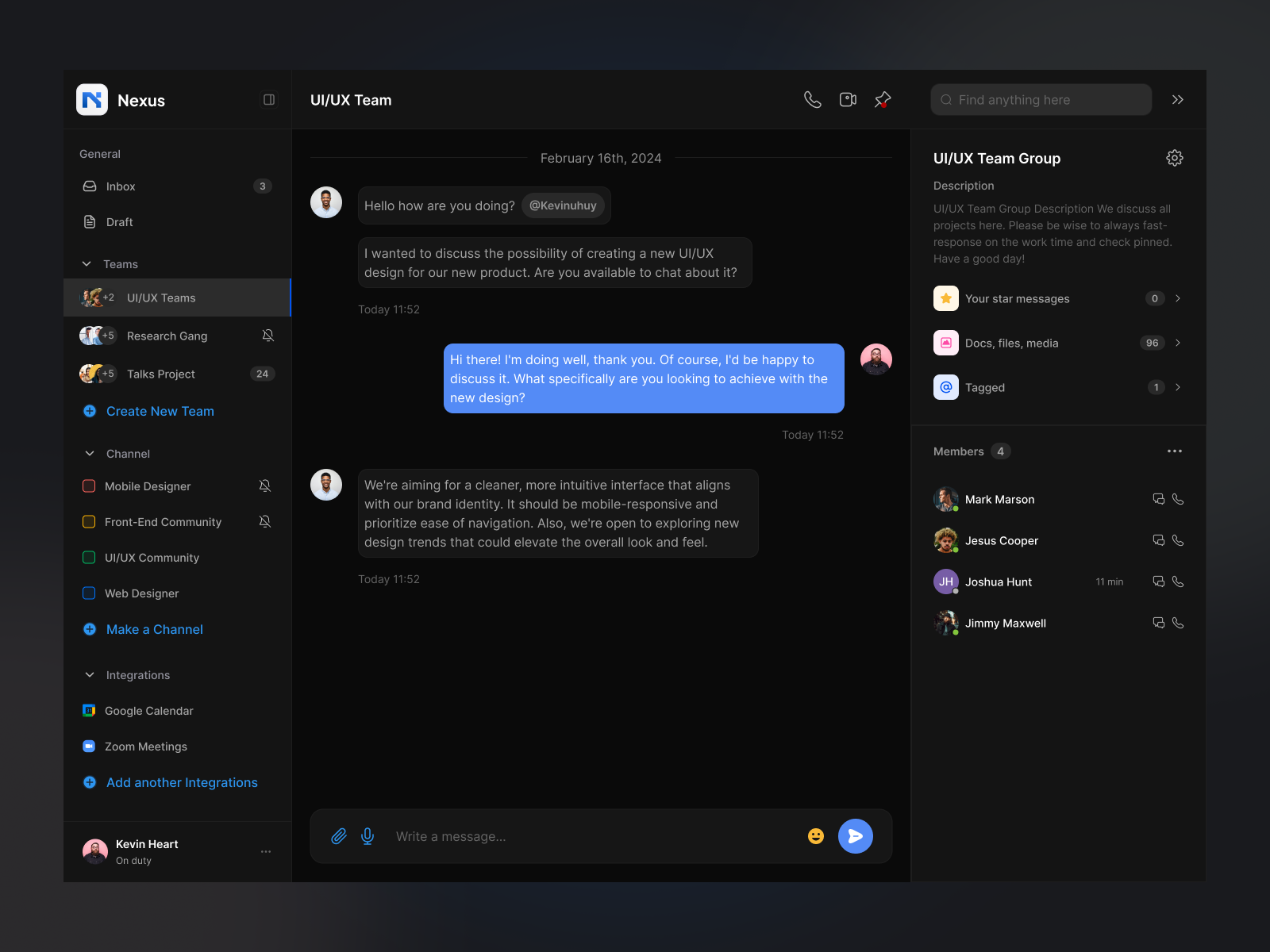 Collaborative Chat Page by Product SAAS for Cansaas on Dribbble