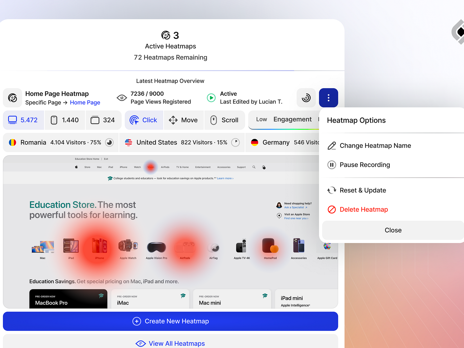 Heatmaps Tile Overview · Data Interaction by Lucian Tudorache on Dribbble