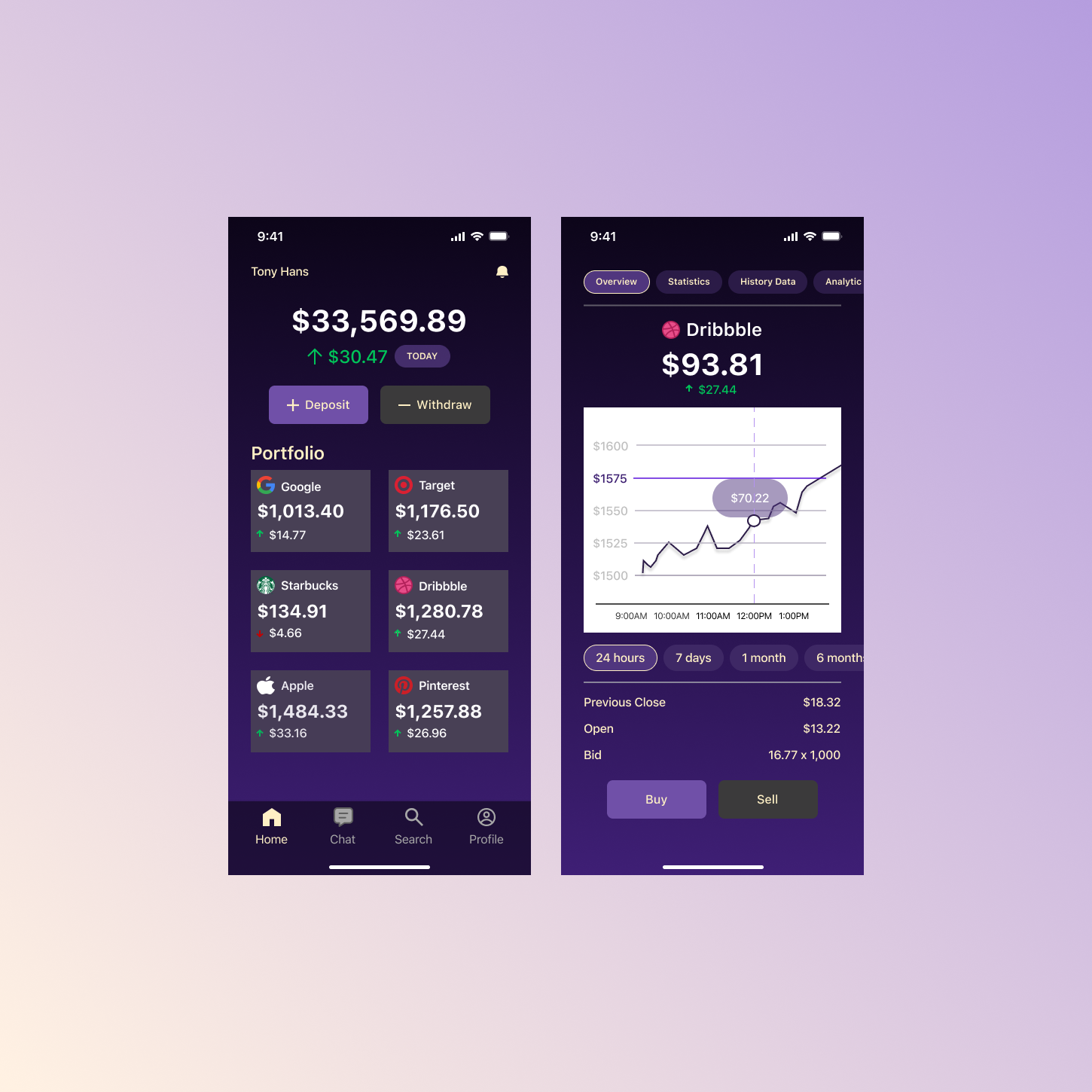 Daily UI Stocks App by Cody Hand on Dribbble