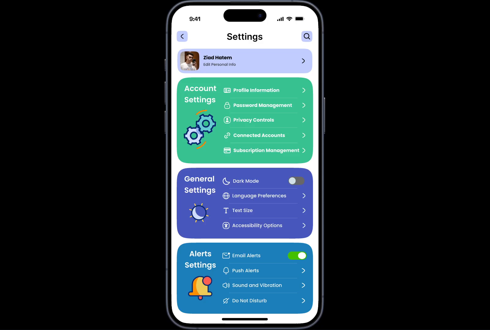 Settings Mobile App Design by Ziad Hatem on Dribbble