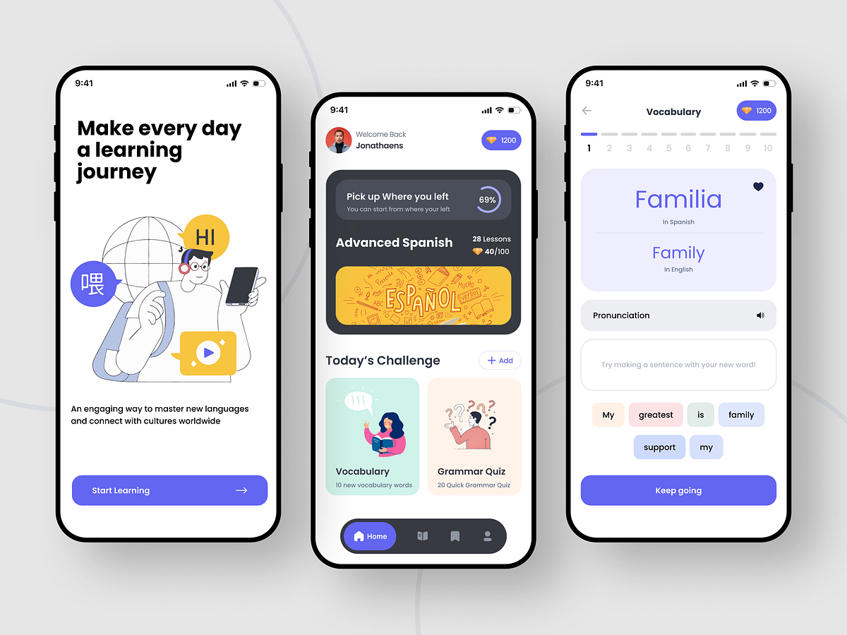 Language Learning App Ui Design by Mostafizur Rahaman on Dribbble
