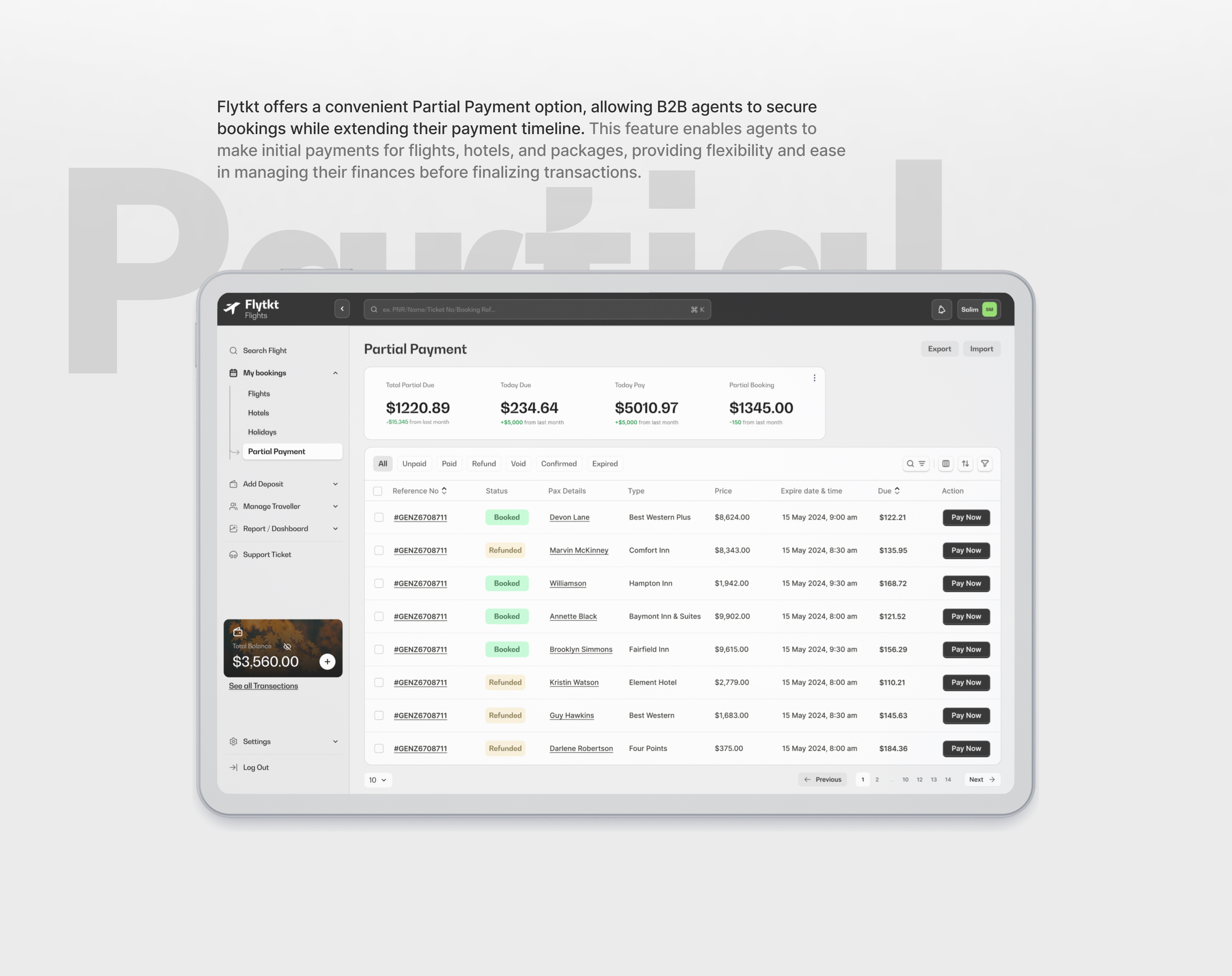 Partial Payment - Flytkt Booking Platform by Muhammad Salim for Fixoria ...