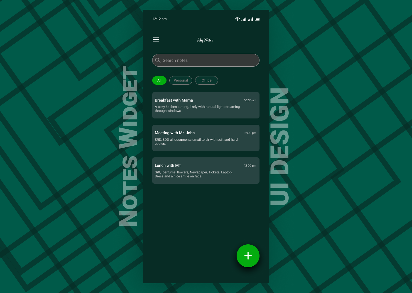Notes Widget UI Design by Arzoo Niaz on Dribbble