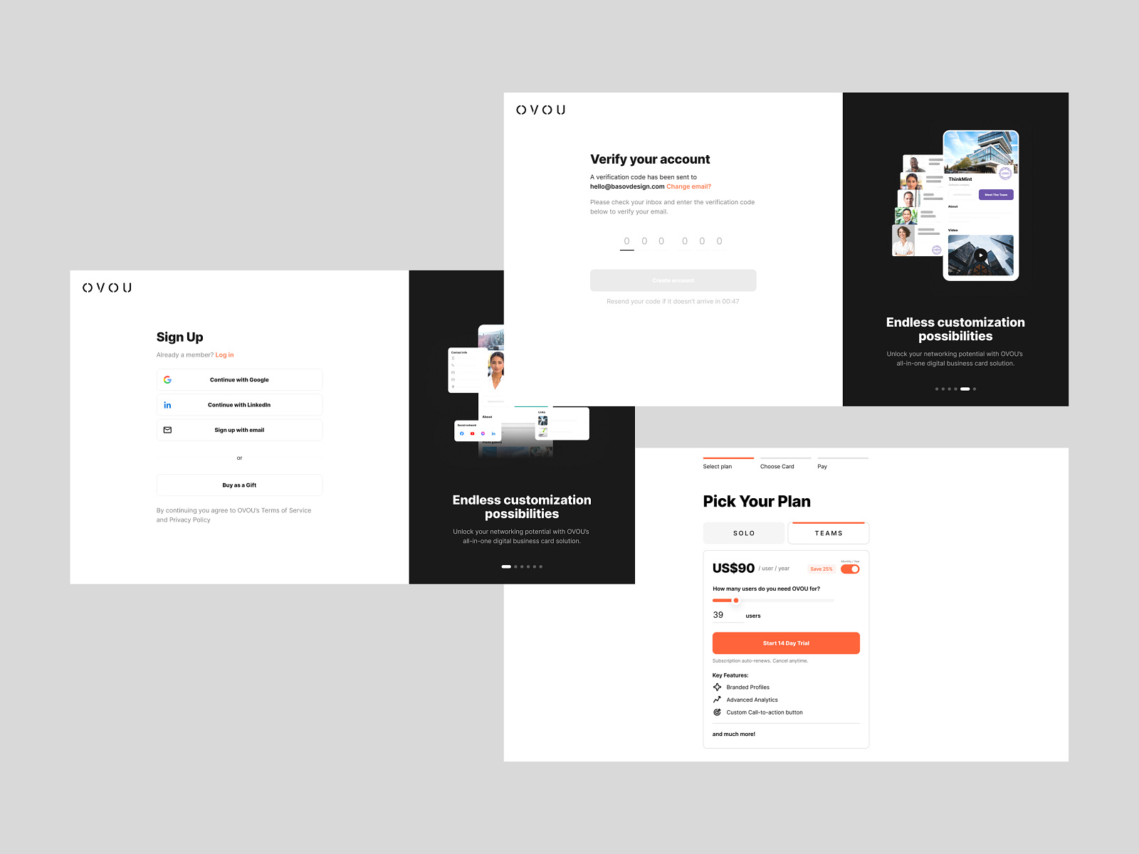 SaaS design. Dashboard for Teams NFC business card. OVOU by Basov: UX ...
