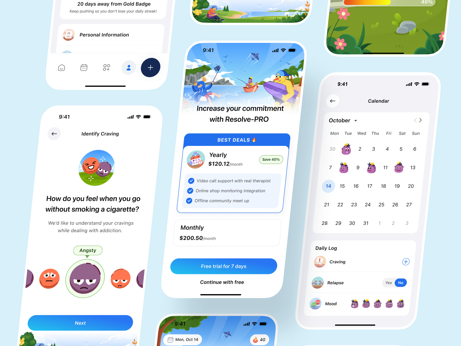 Resolve - Addiction Recovery App UI/UX Animation 📱 by Orely on Dribbble