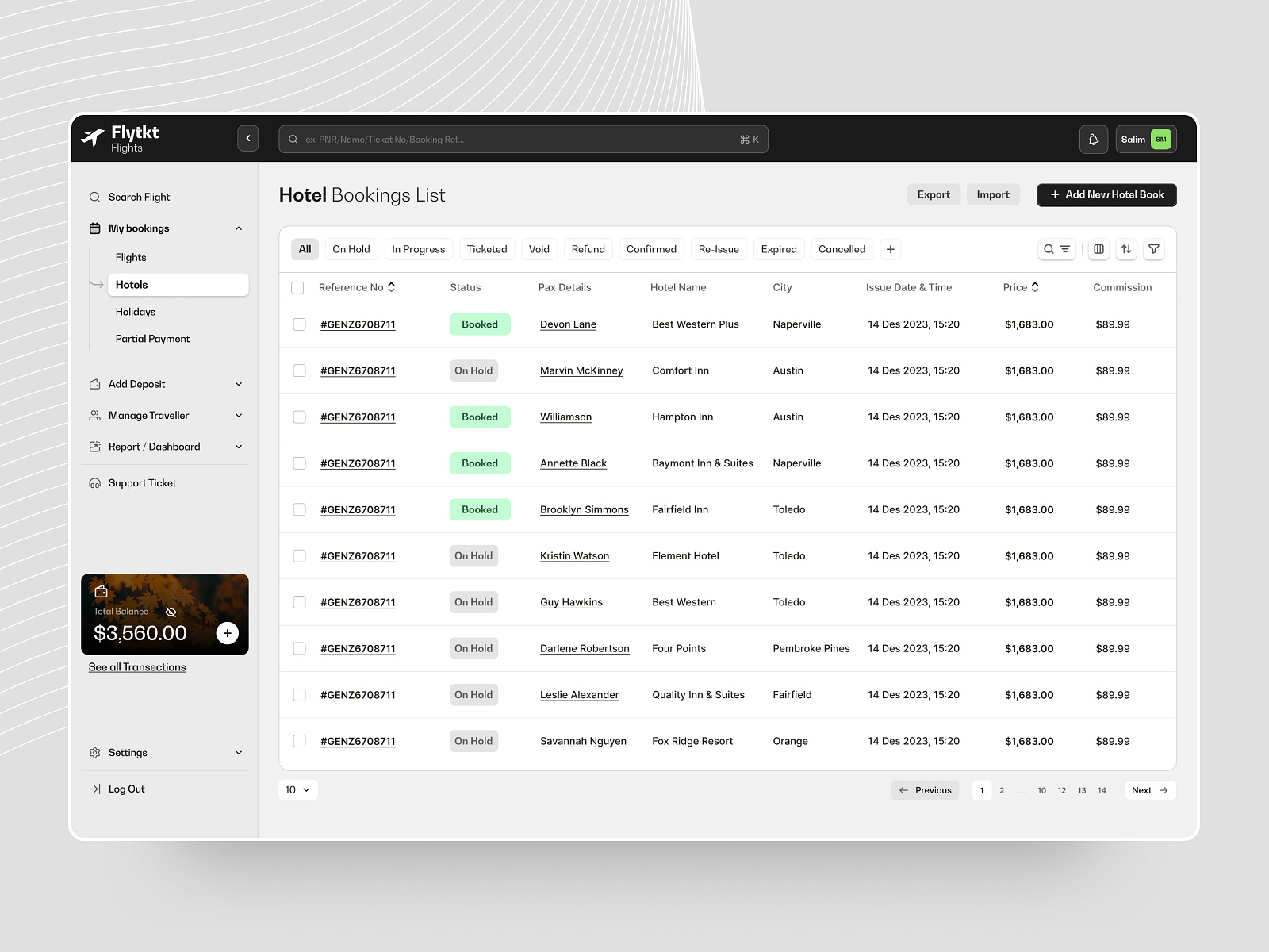 Hotel Booking List - B2B OTA System by Fixoria Studio on Dribbble